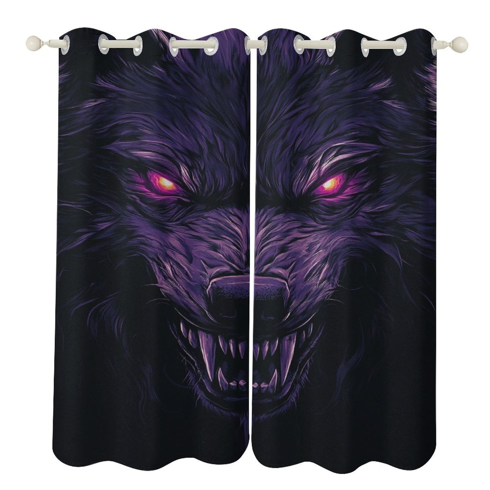Jungle Wolf Mech Grommet Blackout Curtains for Bedroom And Living Room ...
