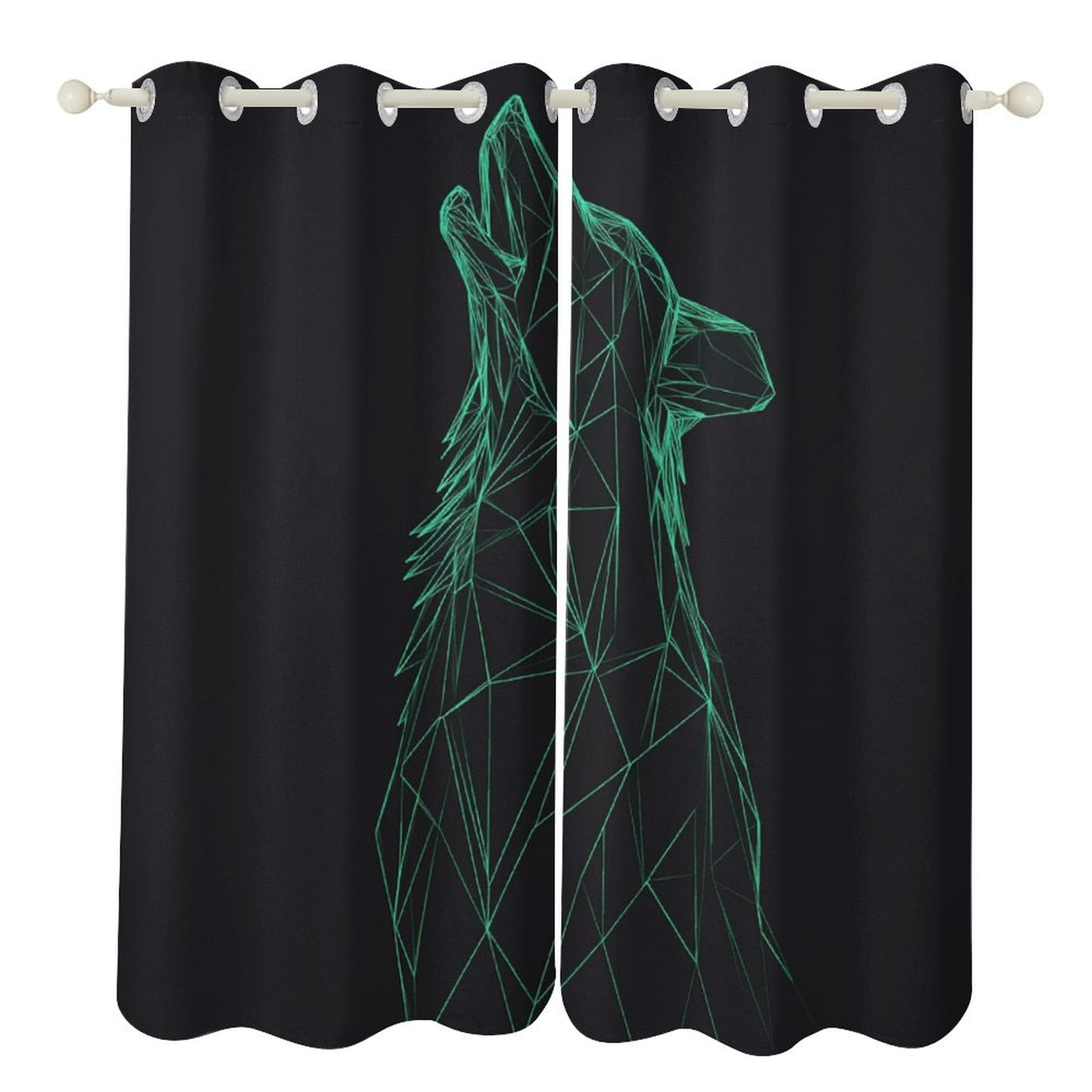 Jungle Wolf Mech Grommet Blackout Curtains for Bedroom And Living Room ...