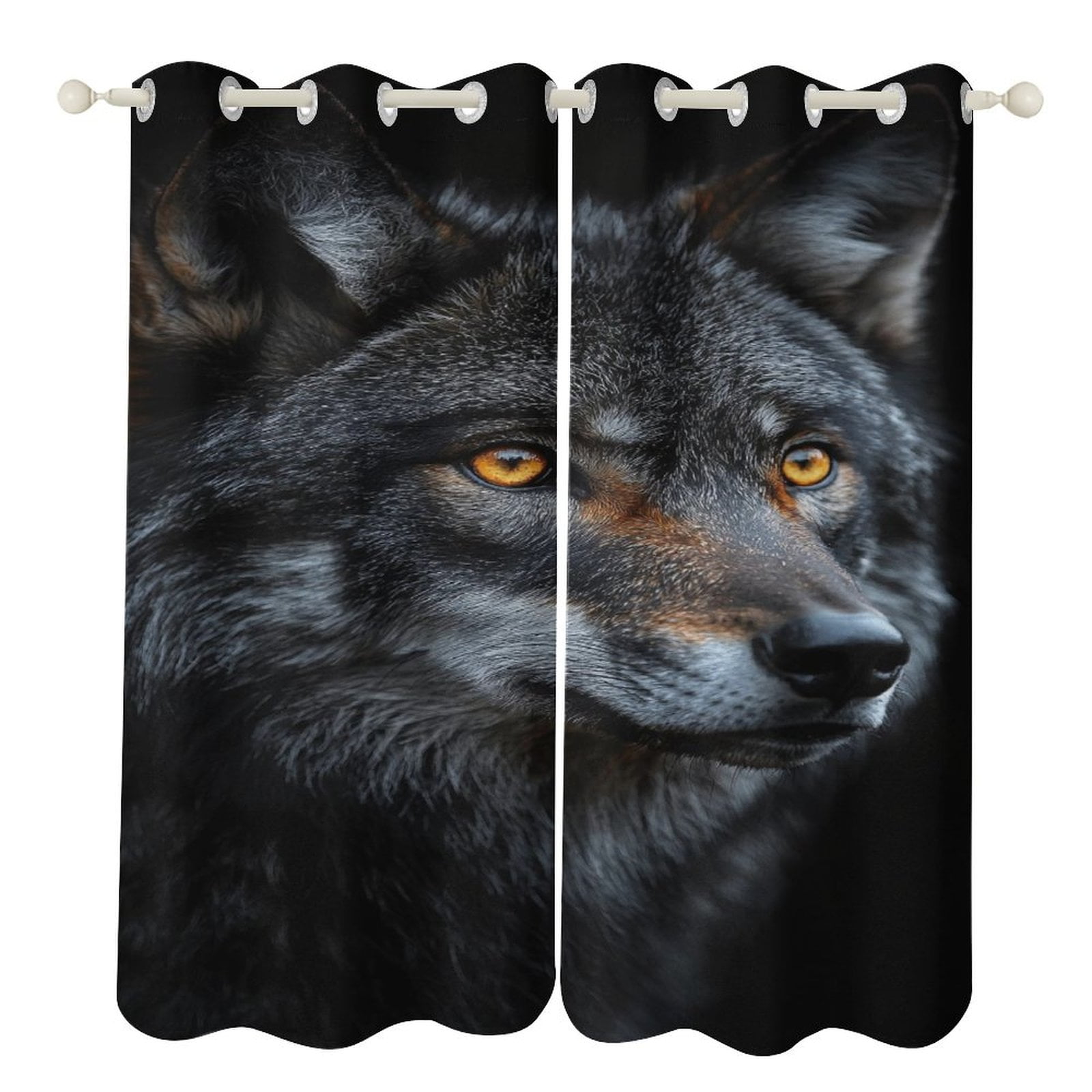 Jungle Wolf Mech Grommet Blackout Curtains for Bedroom And Living Room ...