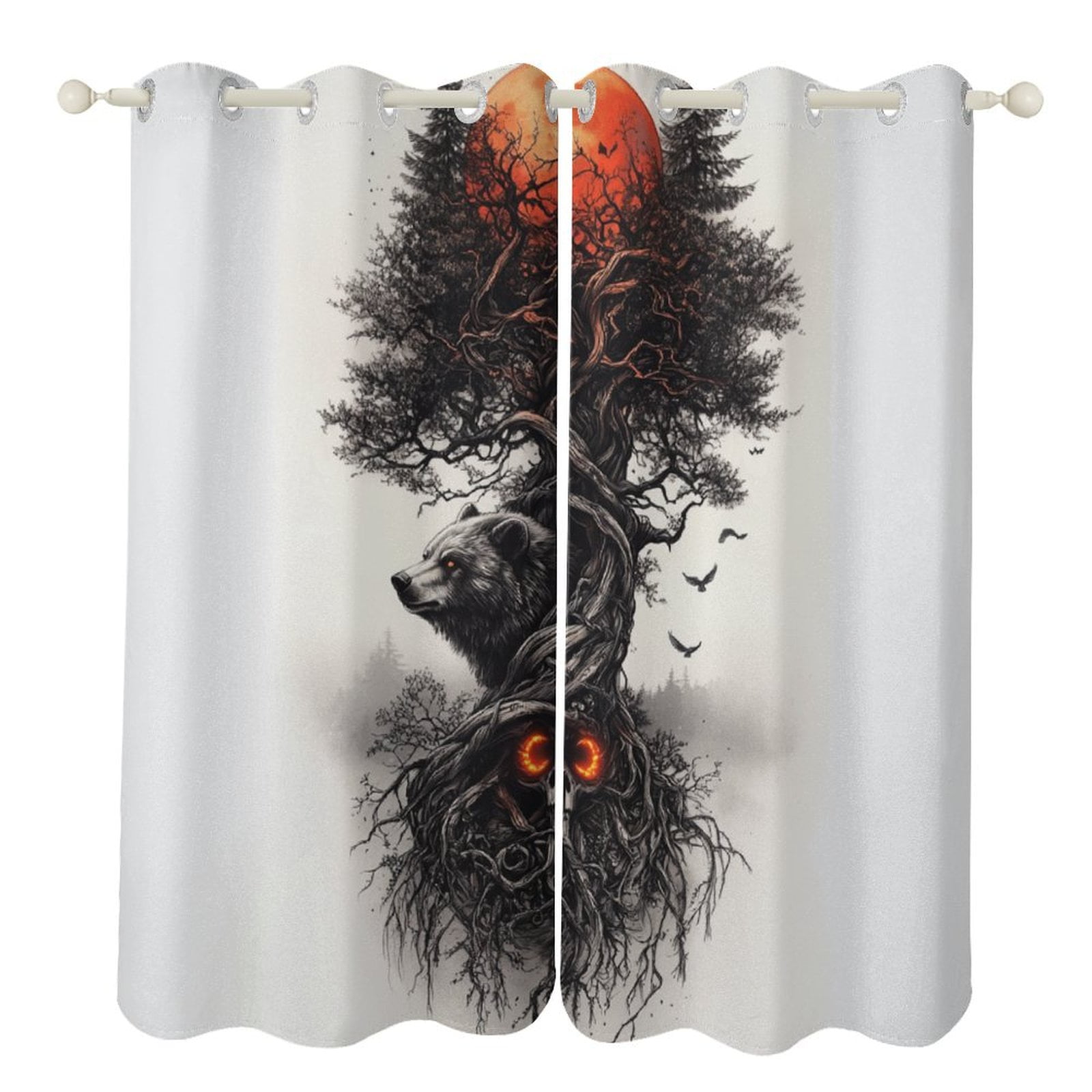 Jungle Wolf Mech Grommet Blackout Curtains for Bedroom And Living Room ...