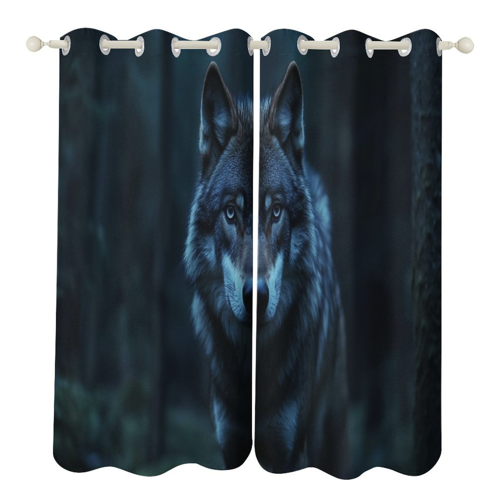 Jungle Wolf Mech Grommet Blackout Curtains for Bedroom And Living Room ...