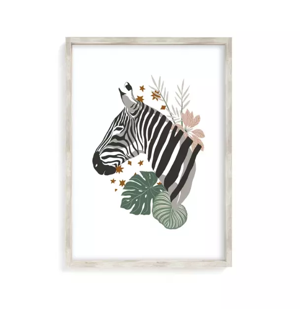 Jungle Zebra Print - Tropical Giraffe, Botanical Animal Print, Tropical ...