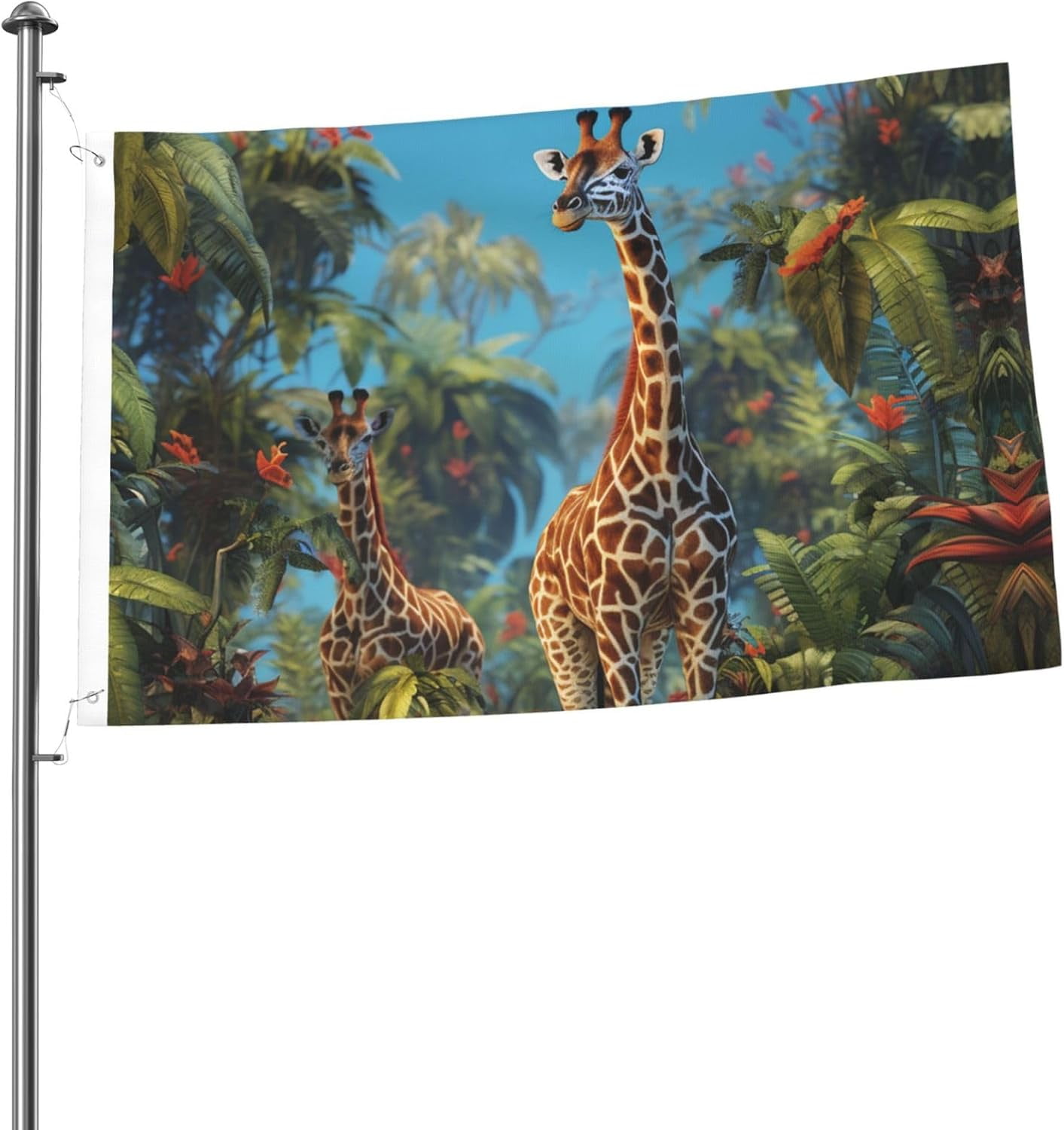 Jungle giraffe Garden Flags Holiday Banner with Brass Grommets Large ...