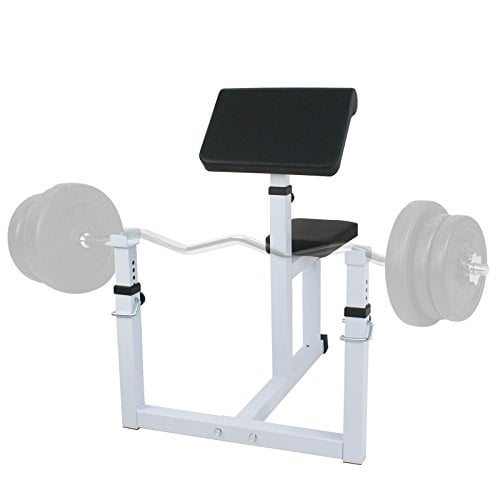 JungleA Adjustable Arm Preacher Curl Bench Machine w/Rack,Seated Arm ...