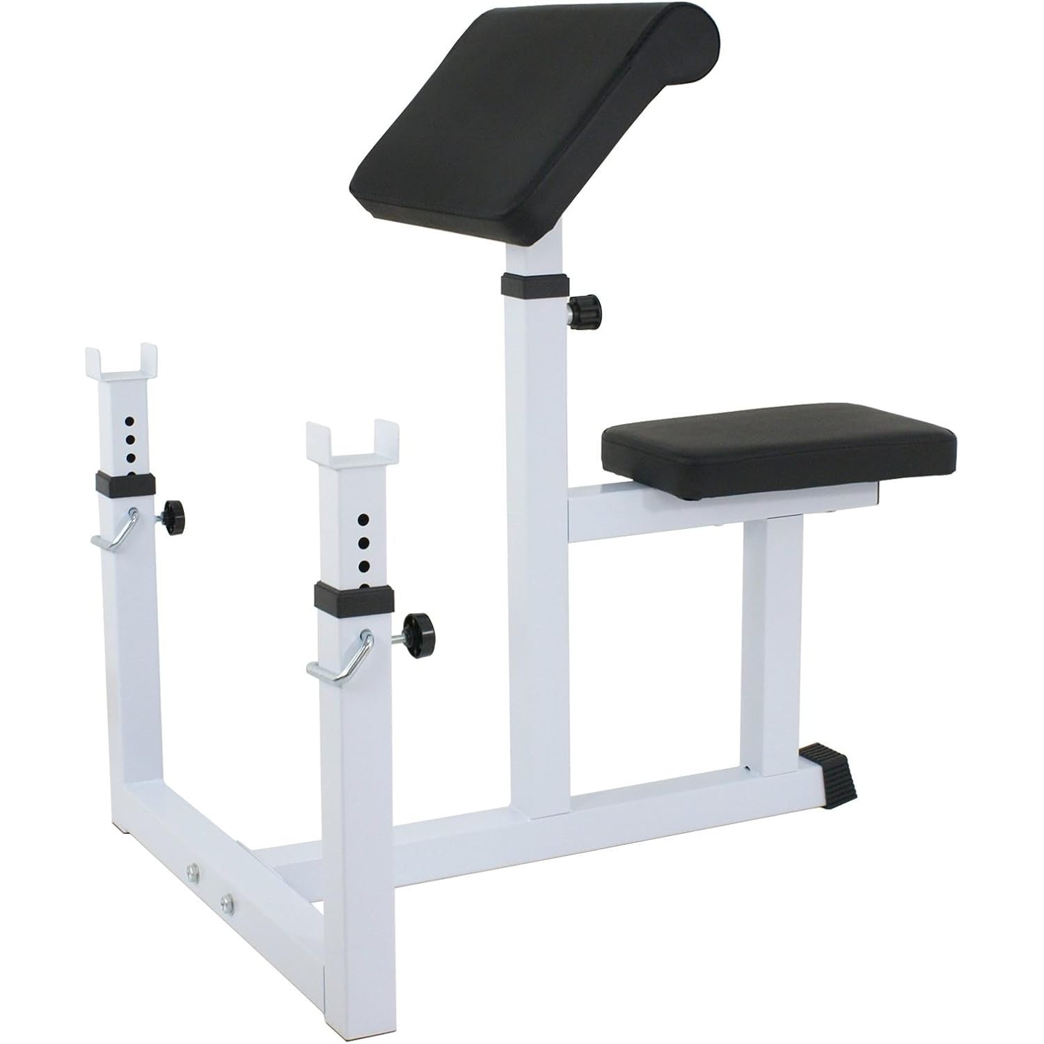 JungleA Adjustable Arm Preacher Curl Bench Machine w/Rack,Seated Arm ...
