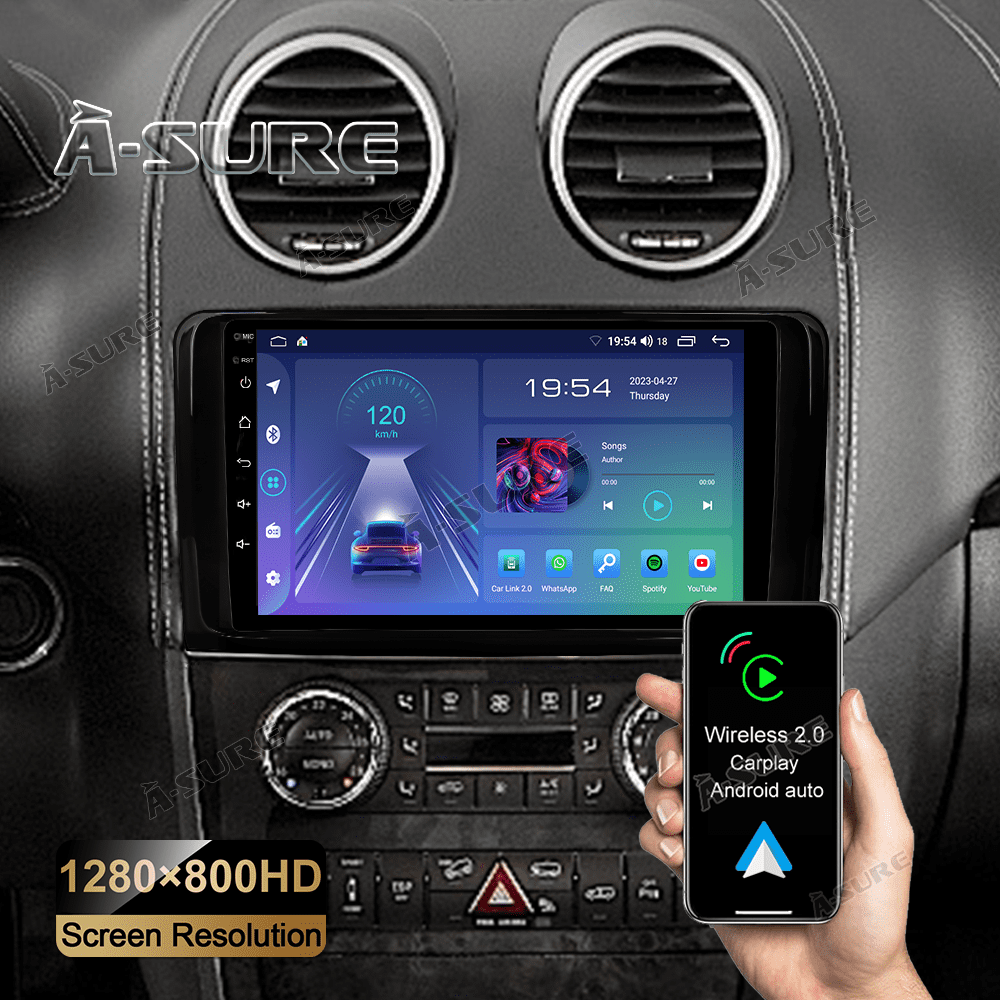 9" Android 14 Car Radio Stereo for Mercedes-Benz M/ML-Class W164 2005 ...