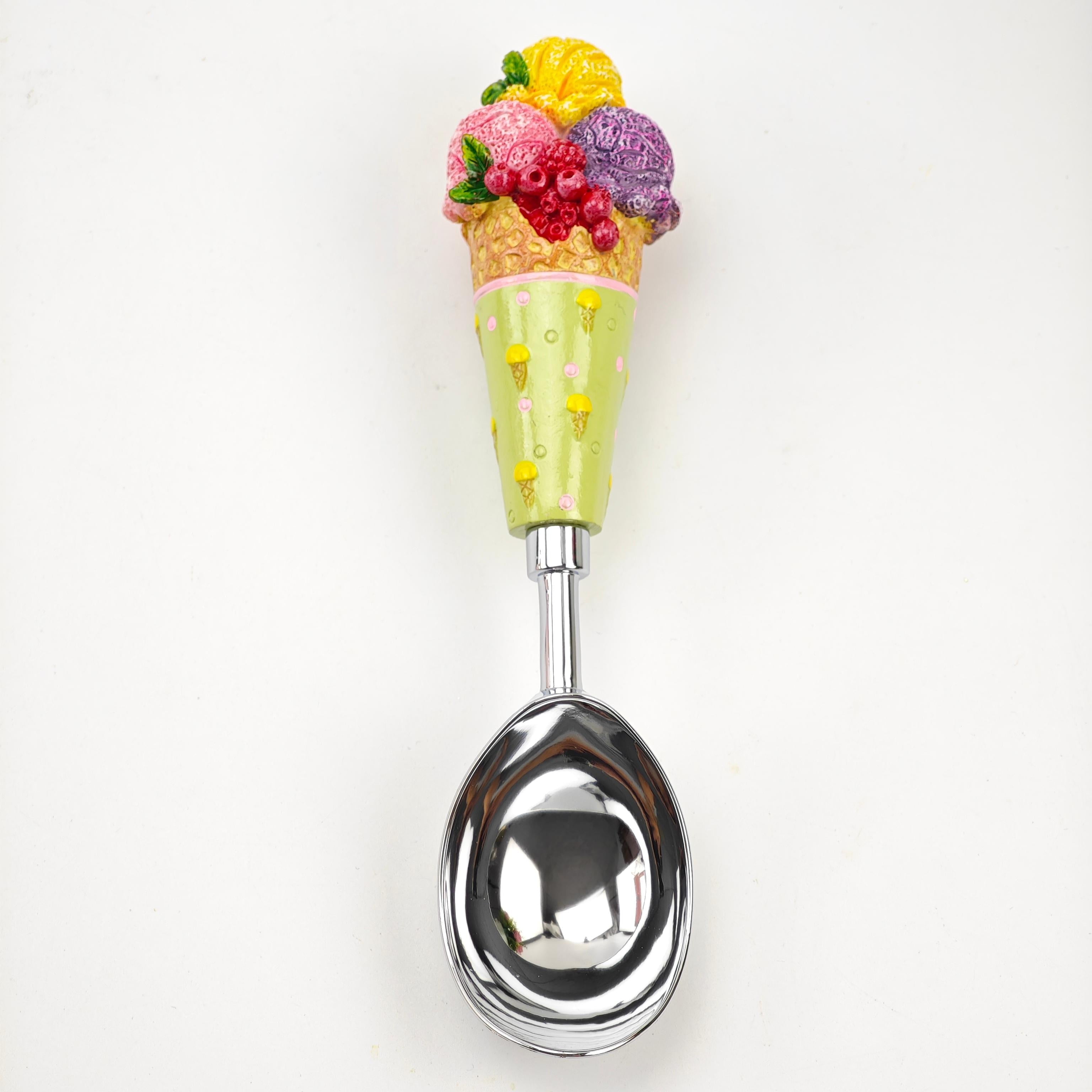 Juniland Handmade Green 3-Ball Ice Cream Resin Handle Stainless Steel ...