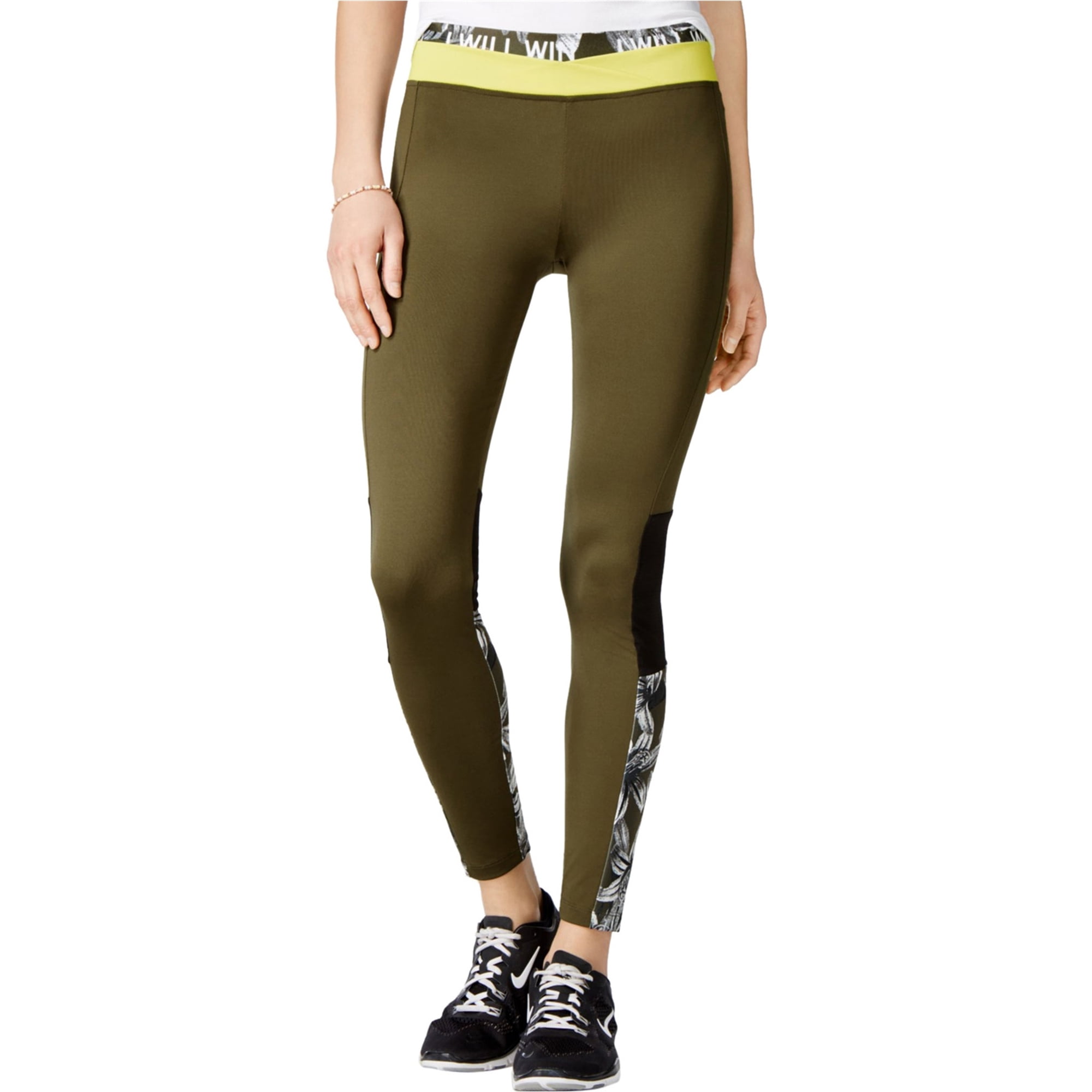 Junior' Active Colorblock Leggings With Verbiage Elastic Waistband ...