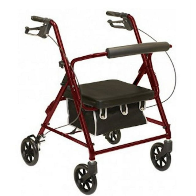 Junior Aluminum Rollator with Loop Brakes, Burgundy - Walmart.com
