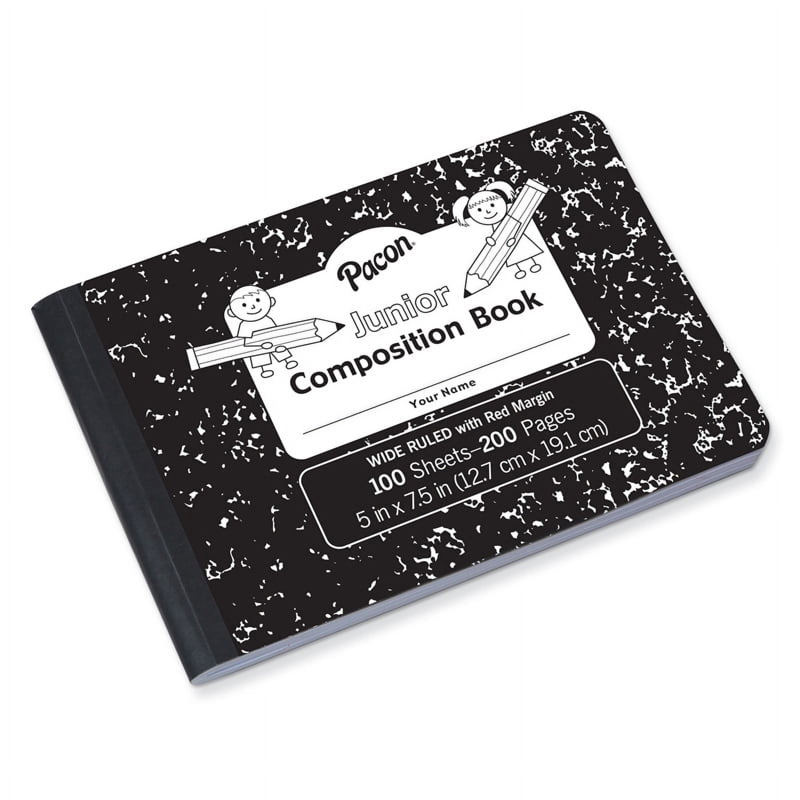 "Pacon Junior Wide Ruled Composition Notebook, Hard Bound, Black Marble ...