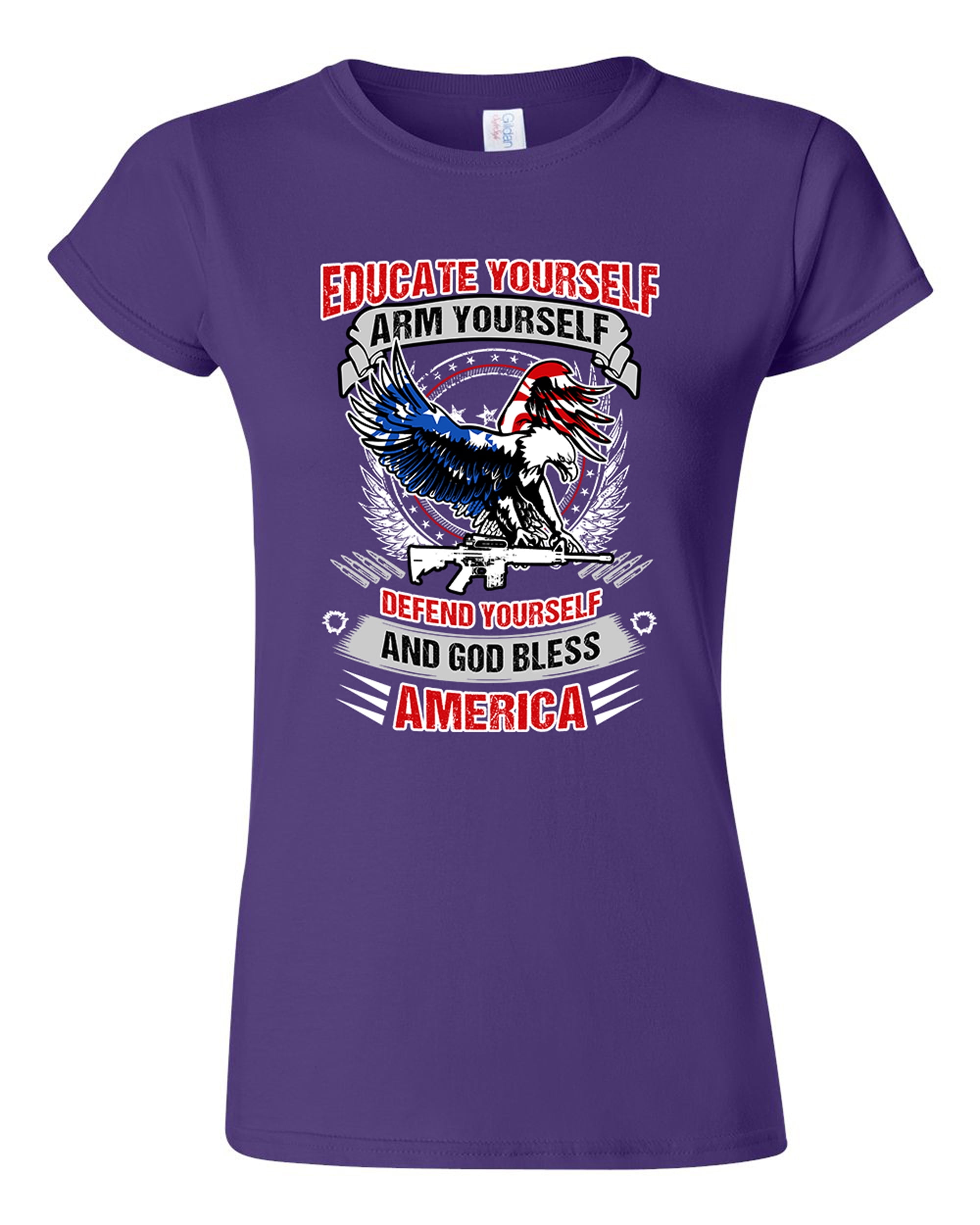 Junior Educate Arm Defend Yourself USA God Bless America Patriotic DT T ...