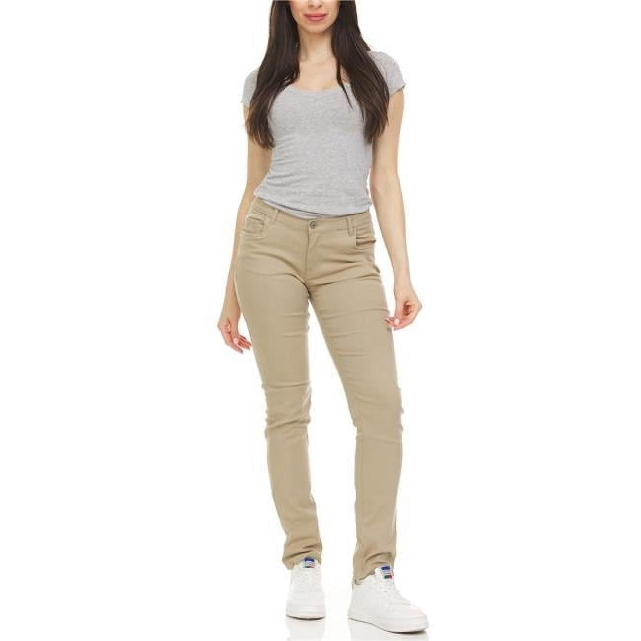Junior Girls Super Stretch Skinny Leg Pants, Khaki - Size 3-4 - Pack of ...