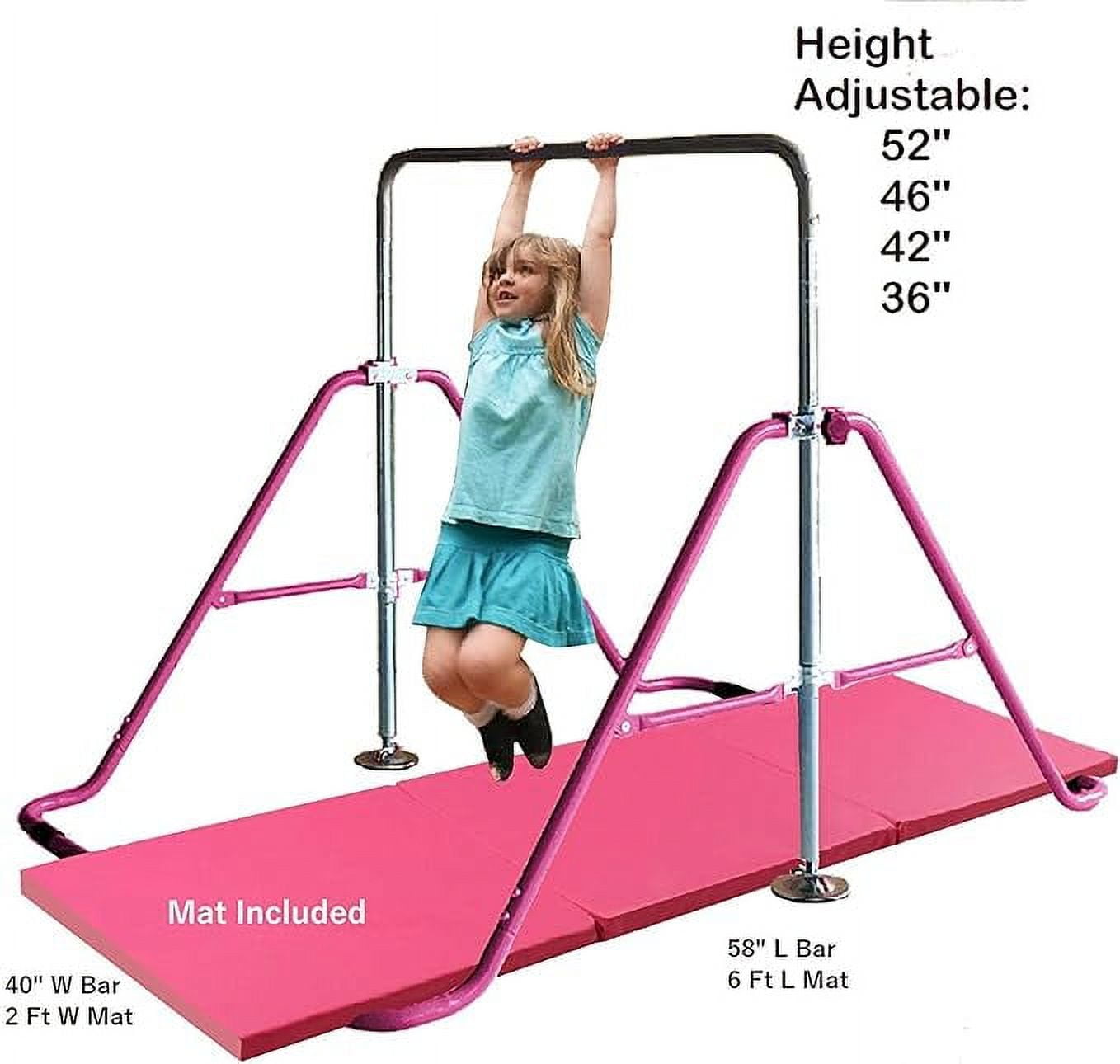 Junior Gymnastics Bar: Adjustable, Expandable, Pink for Kids Training ...