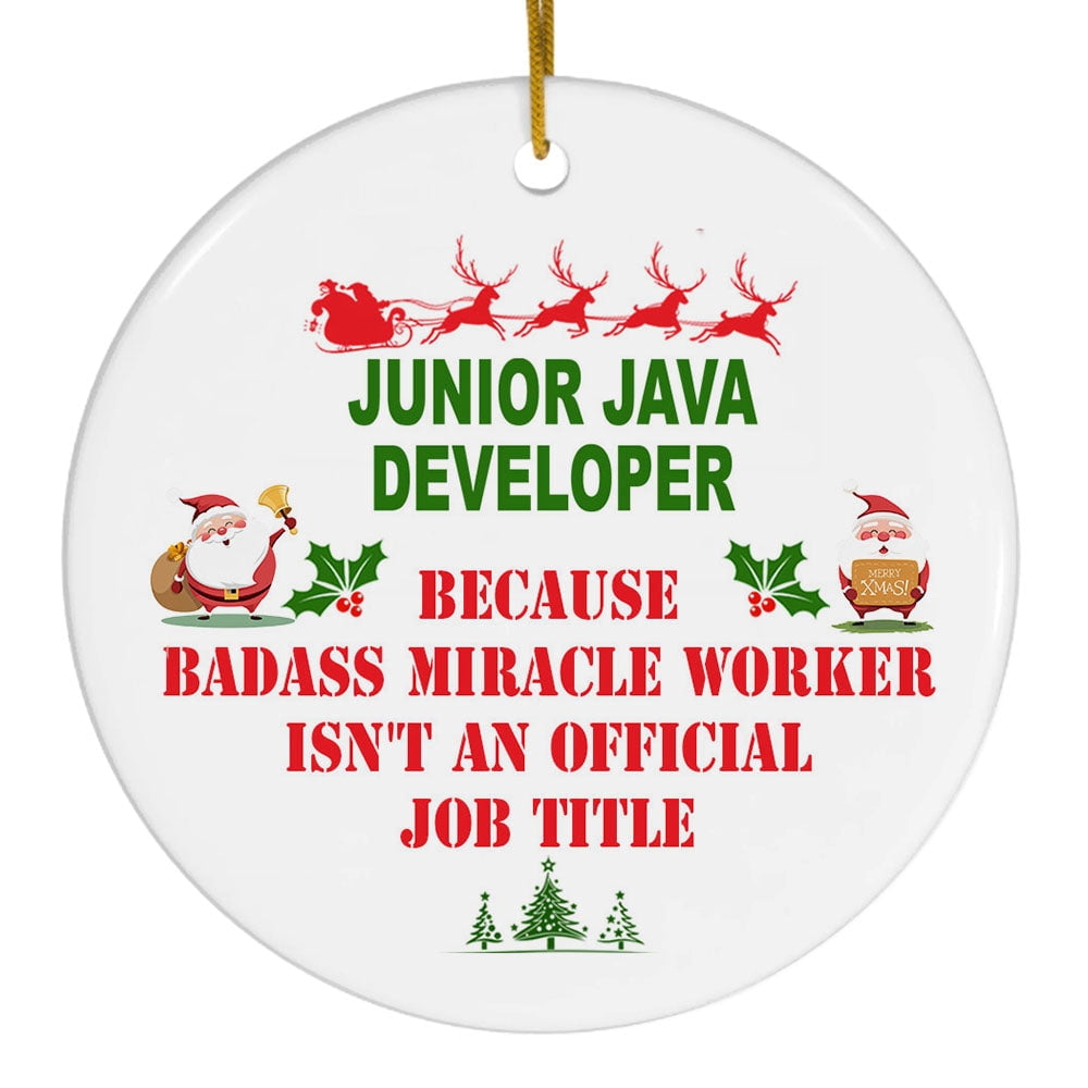 Junior Java Developer Ornament, Funny Official Job Title Christmas ...