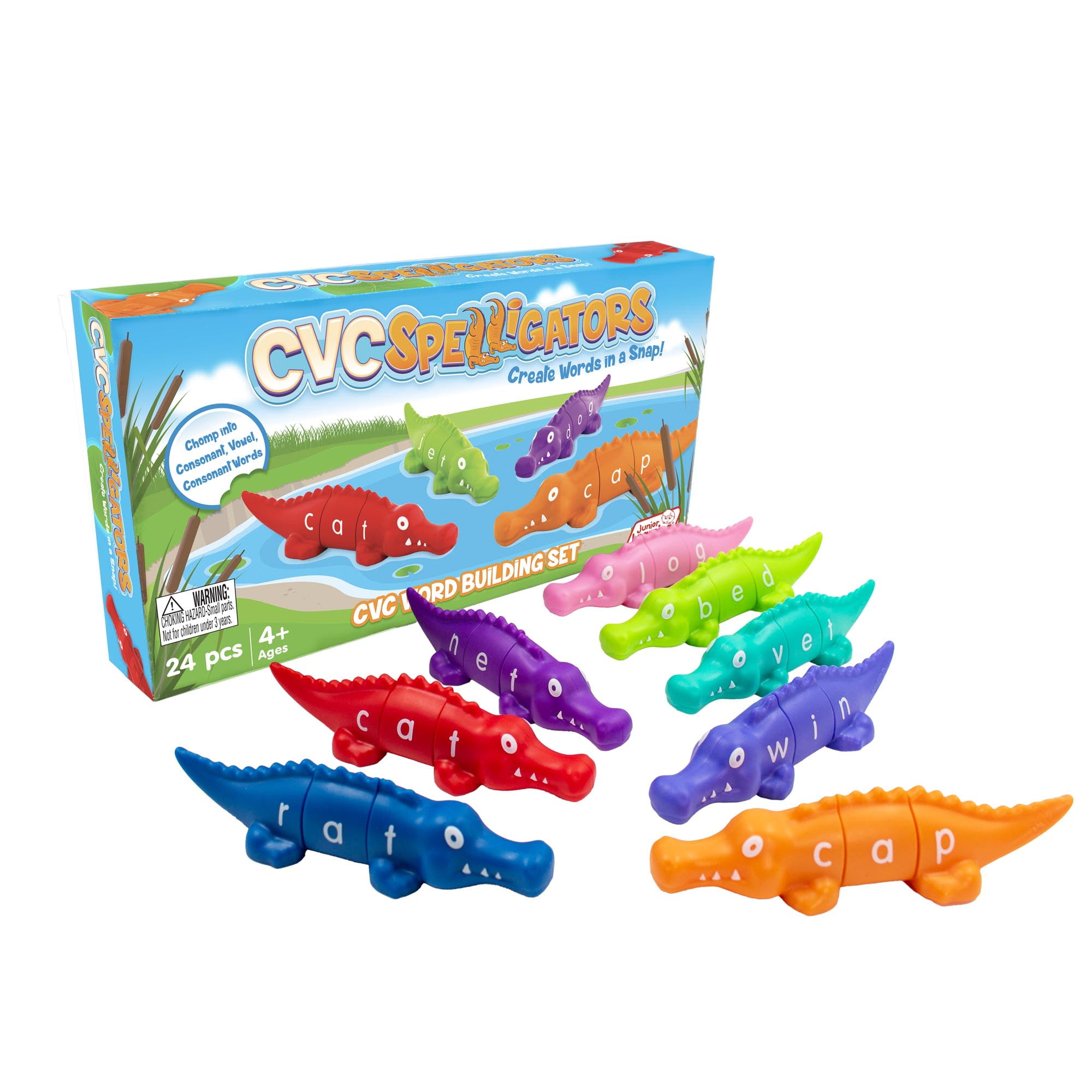 Junior Learning: CVC Spelligators - 24pcs, Twist & Create Words In A ...