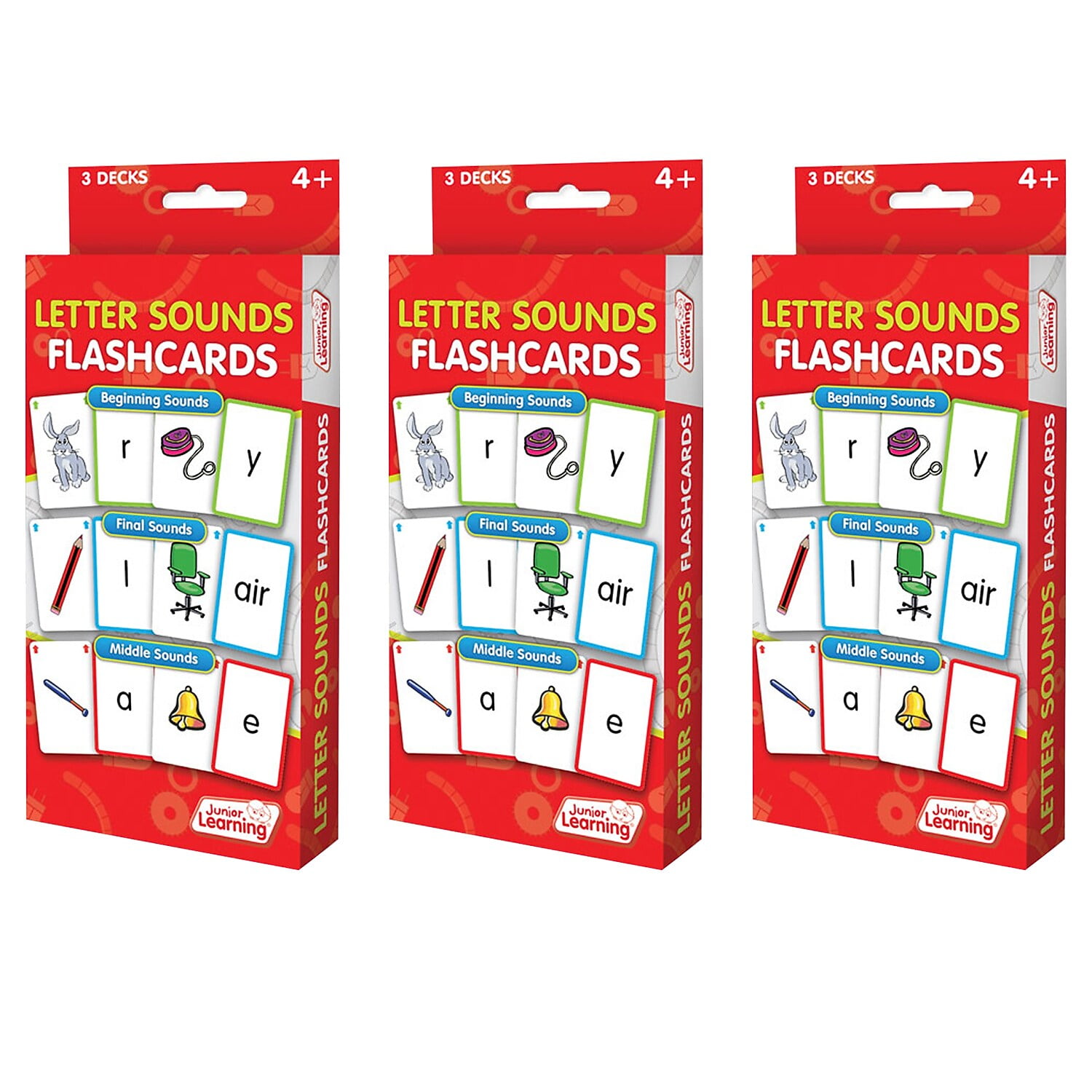 Junior Learning Letter Sound Flashcards 3 Sets Per Pack 3 Packs (JRL202 ...