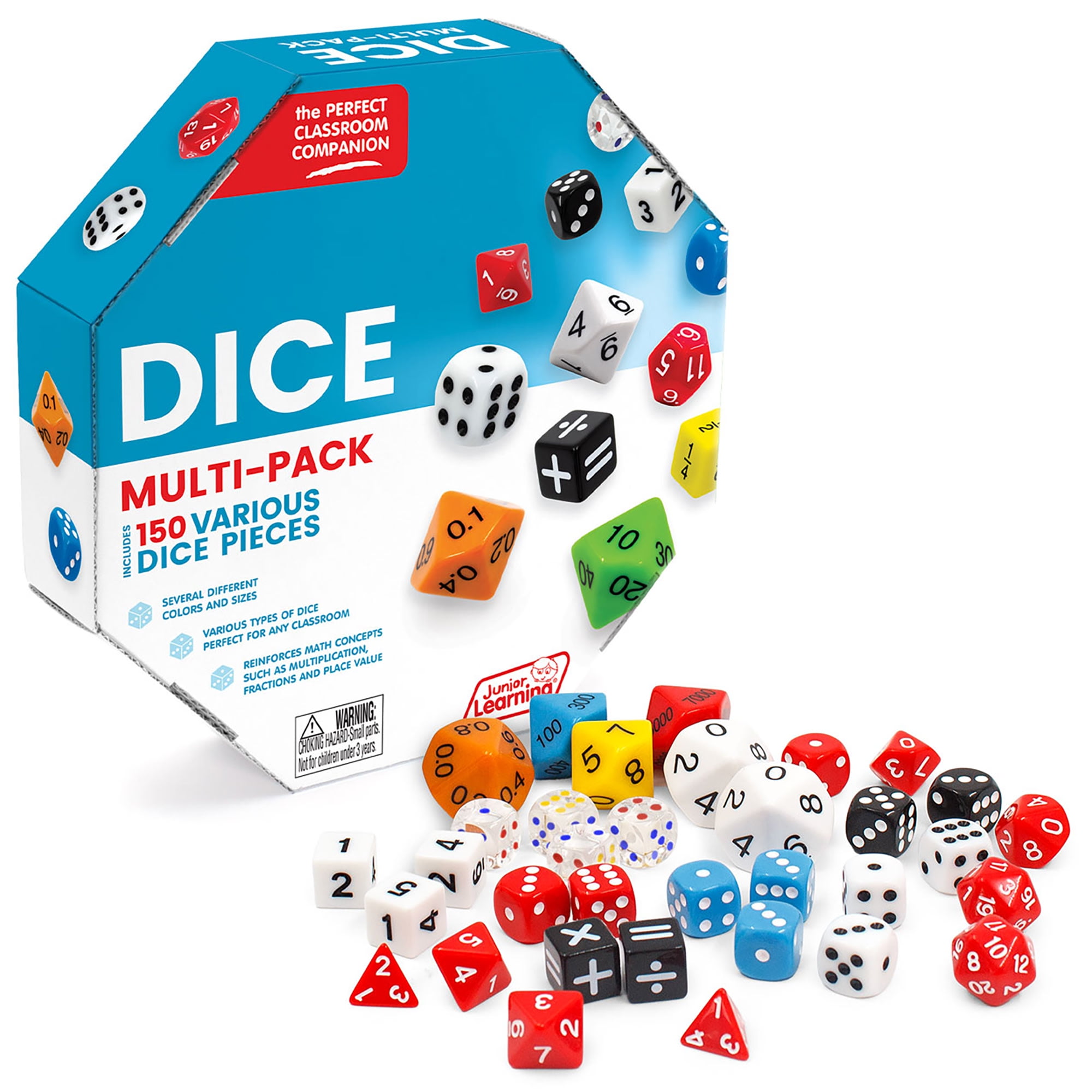 Junior Learning: Dice Multi-Pack - 150 Various Pieces - Multiple Sizes ...