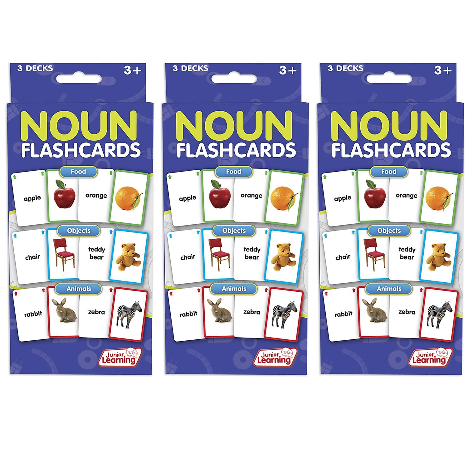 Junior Learning Nouns Flashcards 3 Decks Per Pack 3 Packs (JRL214-3 ...
