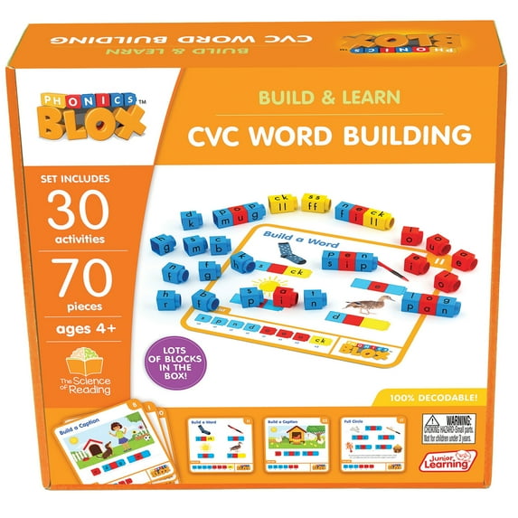 Junior Learning: Rainbow Phonics Blox: CVC Word Building - Phase 2 - 30 ...