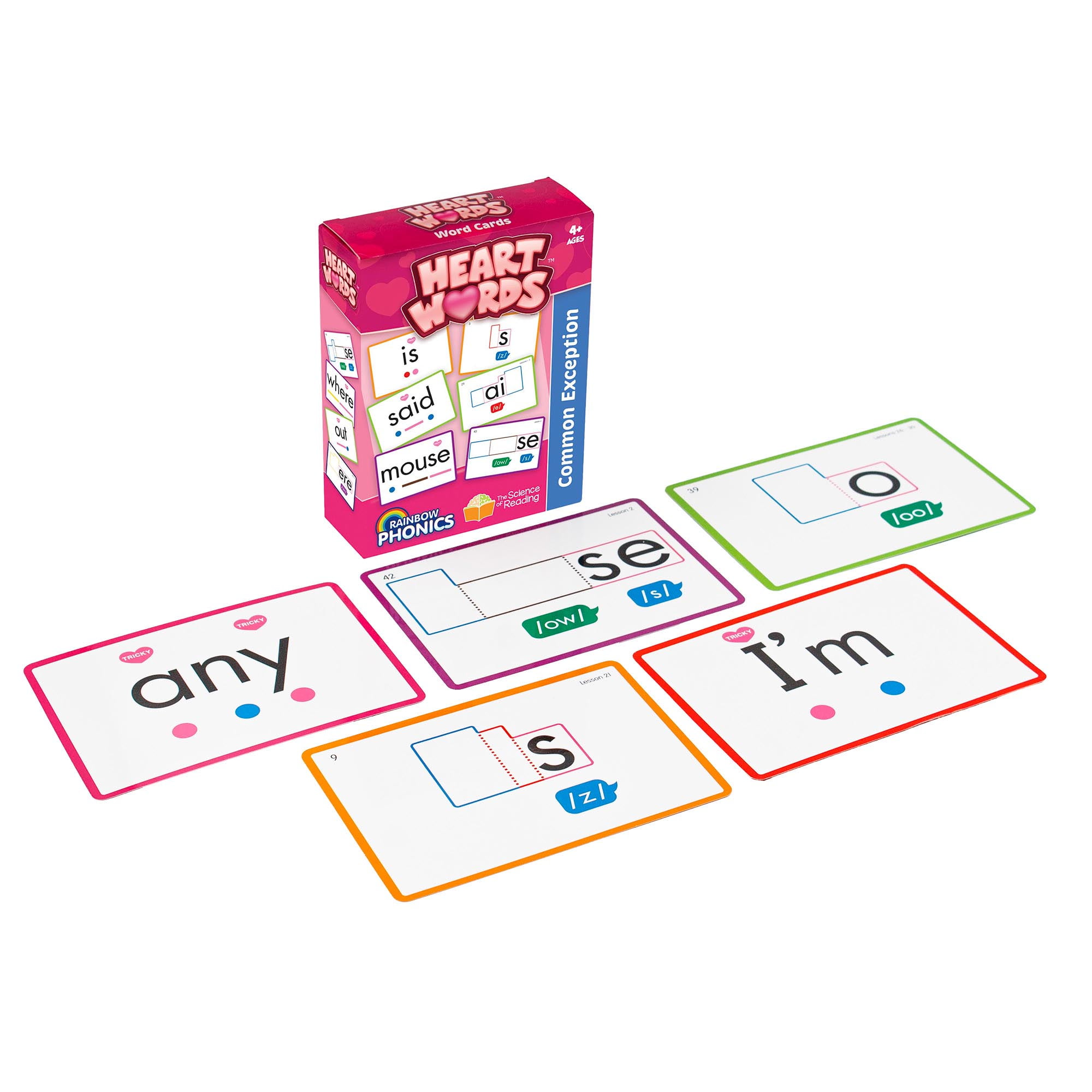 Junior Learning Rainbow Phonics Heart Word Cards, Common Exception ...
