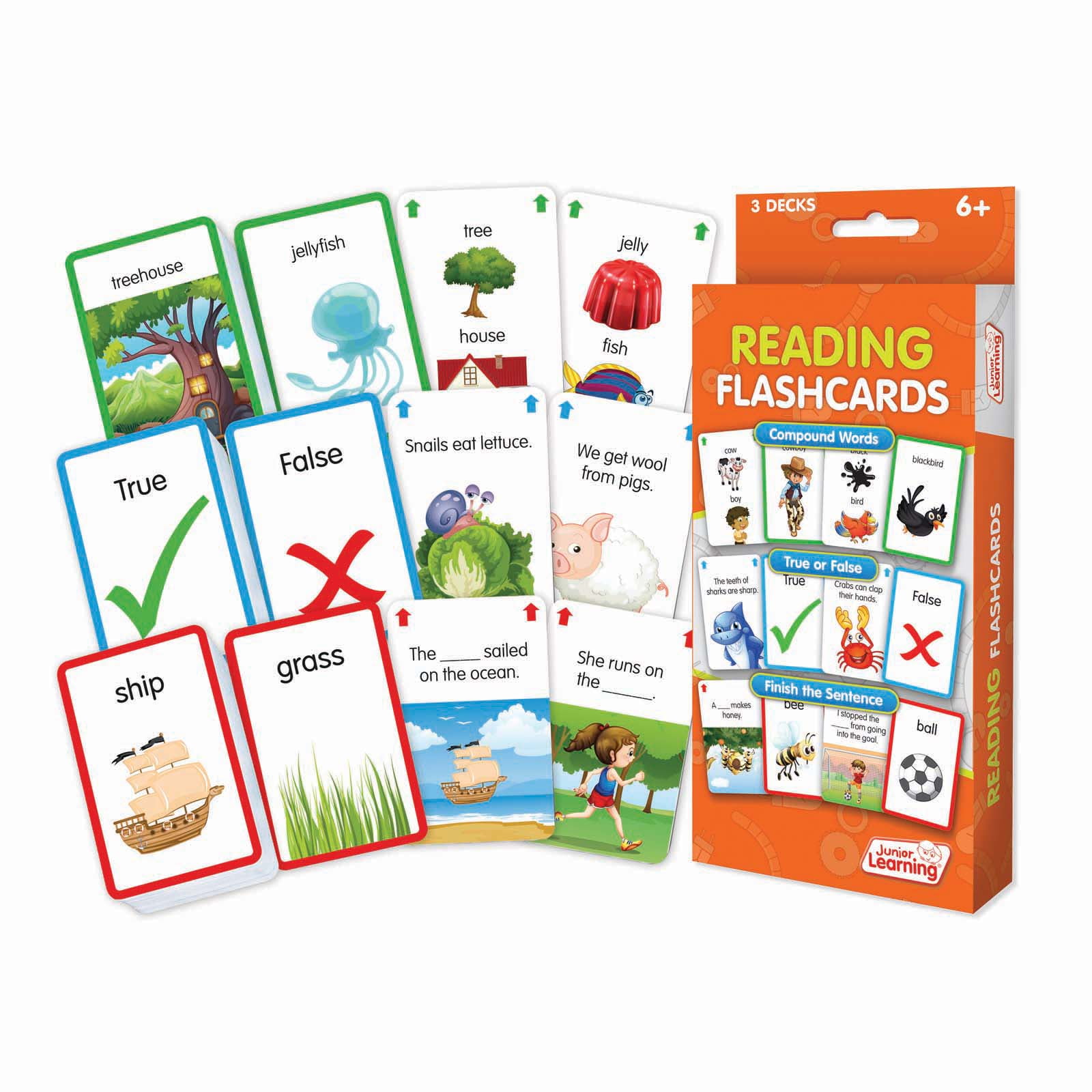 Junior Learning Reading Flashcards Educational Learning Set - Walmart.com