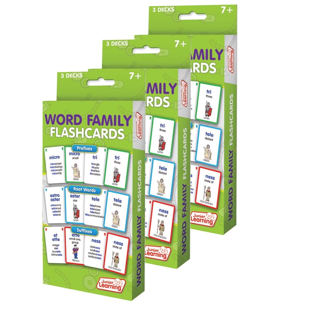 Junior Learning Word Families Flash Cards, 3 Decks Per Pack, 3 Packs ...