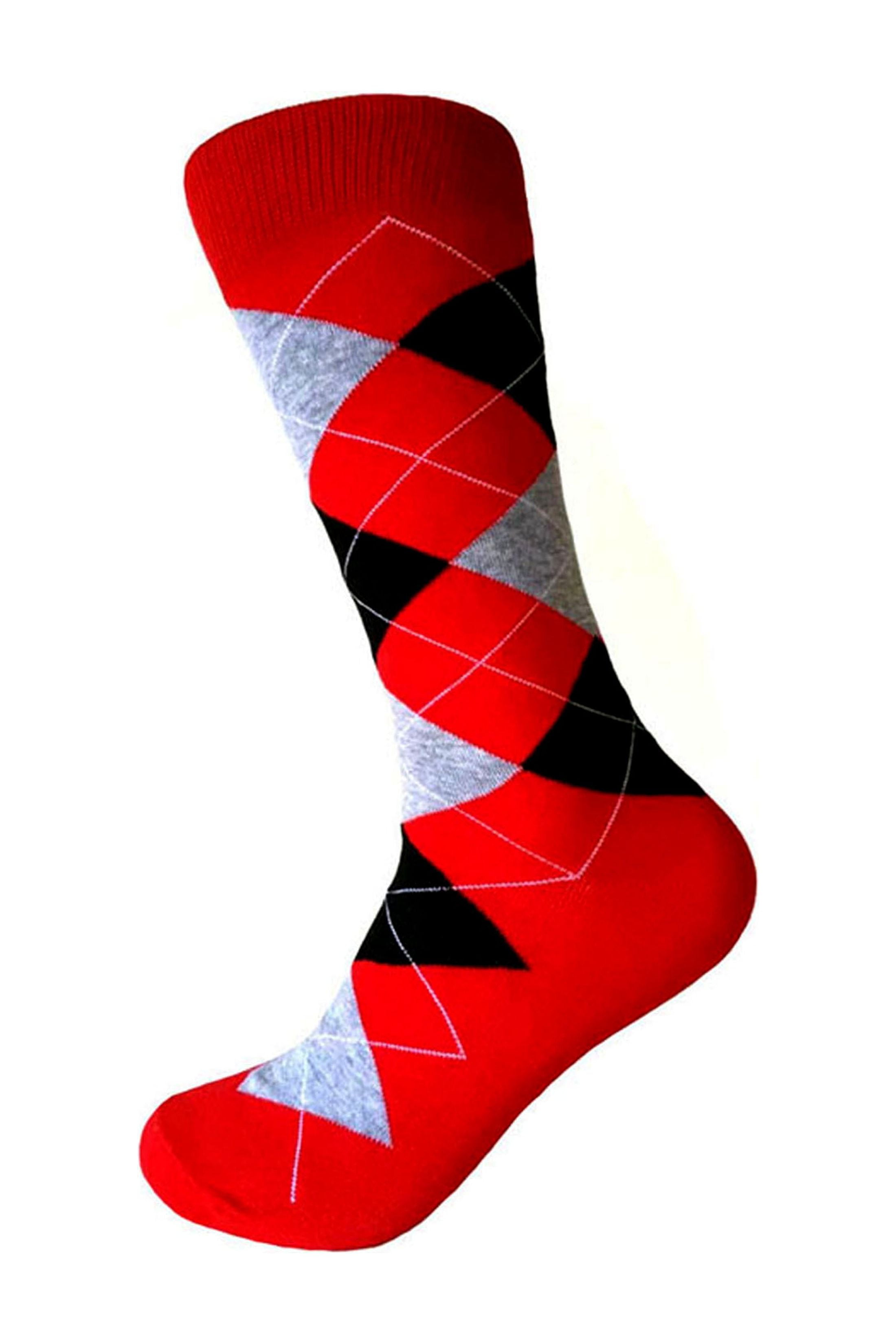 Junior Ring Bearer Boy's Argyle Plaid Scottish Tartan Socks In Red with ...