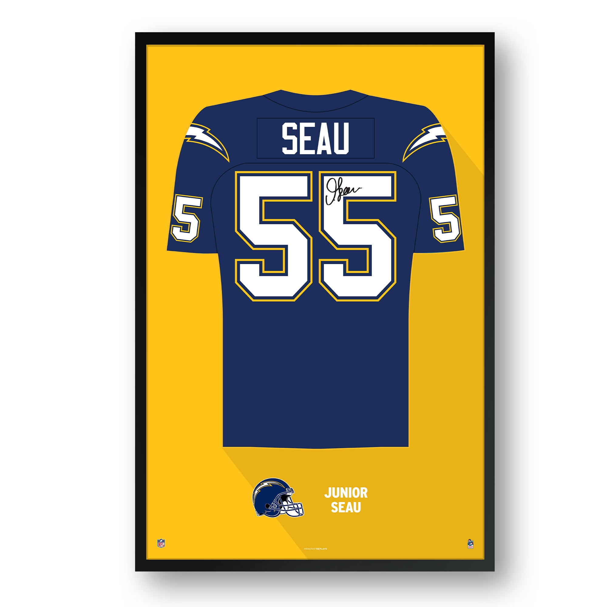 Junior Seau Los Angeles Chargers Framed 27" x 39" Retired Jersey Art ...