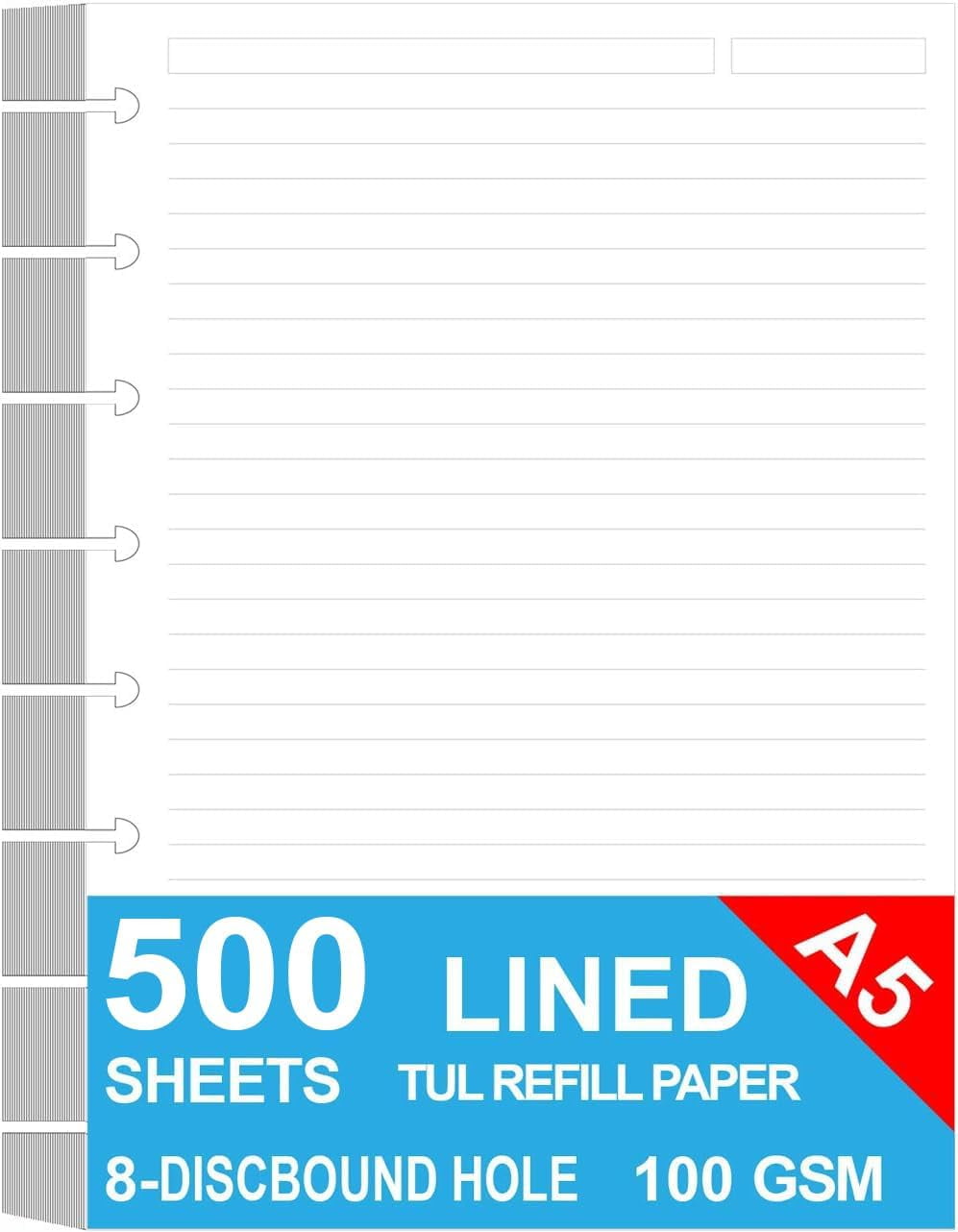 Junior Size Discbound Refill Paper - 8 Discs Discbound Paper, Lined Arc ...