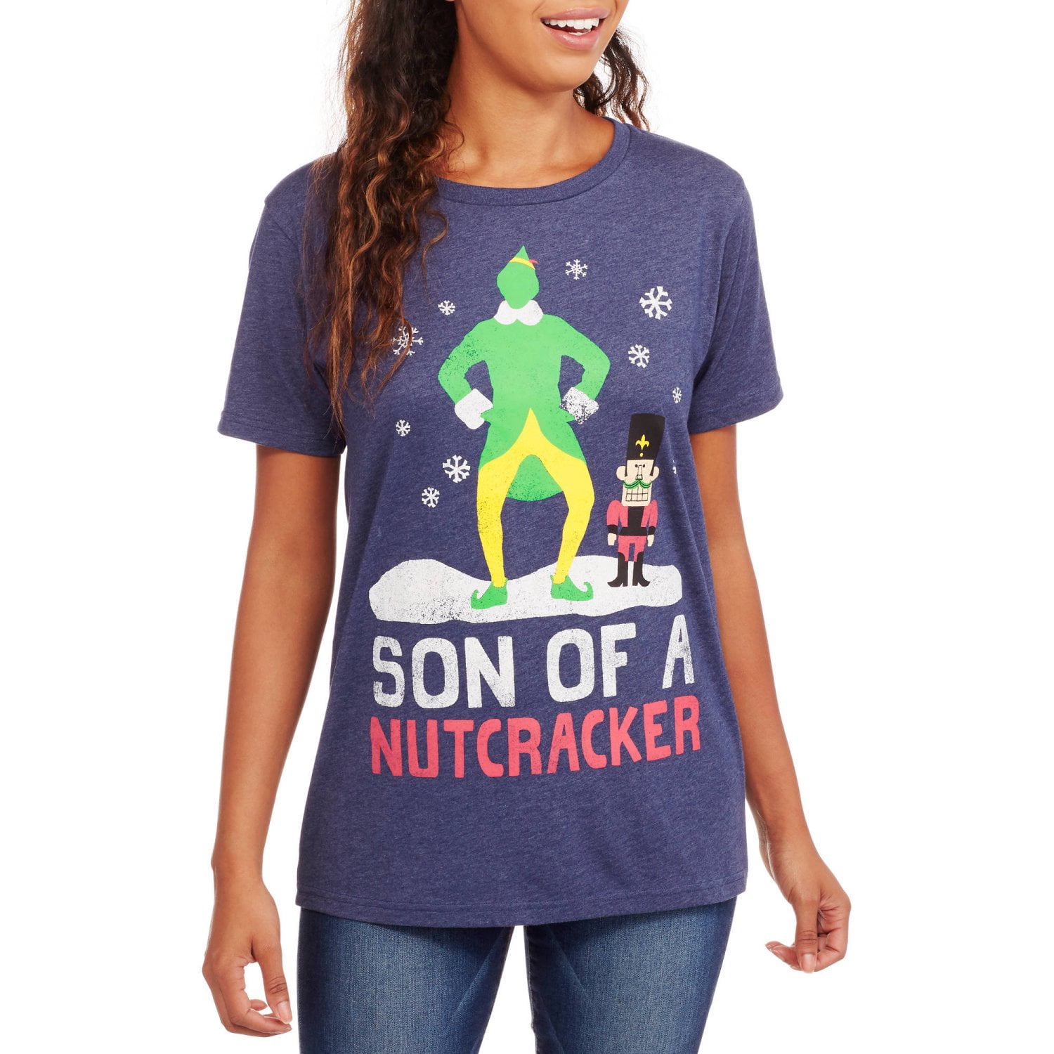 Junior' "Son of a Nutcracker" Christmas Boyfriend Tee - Walmart.com