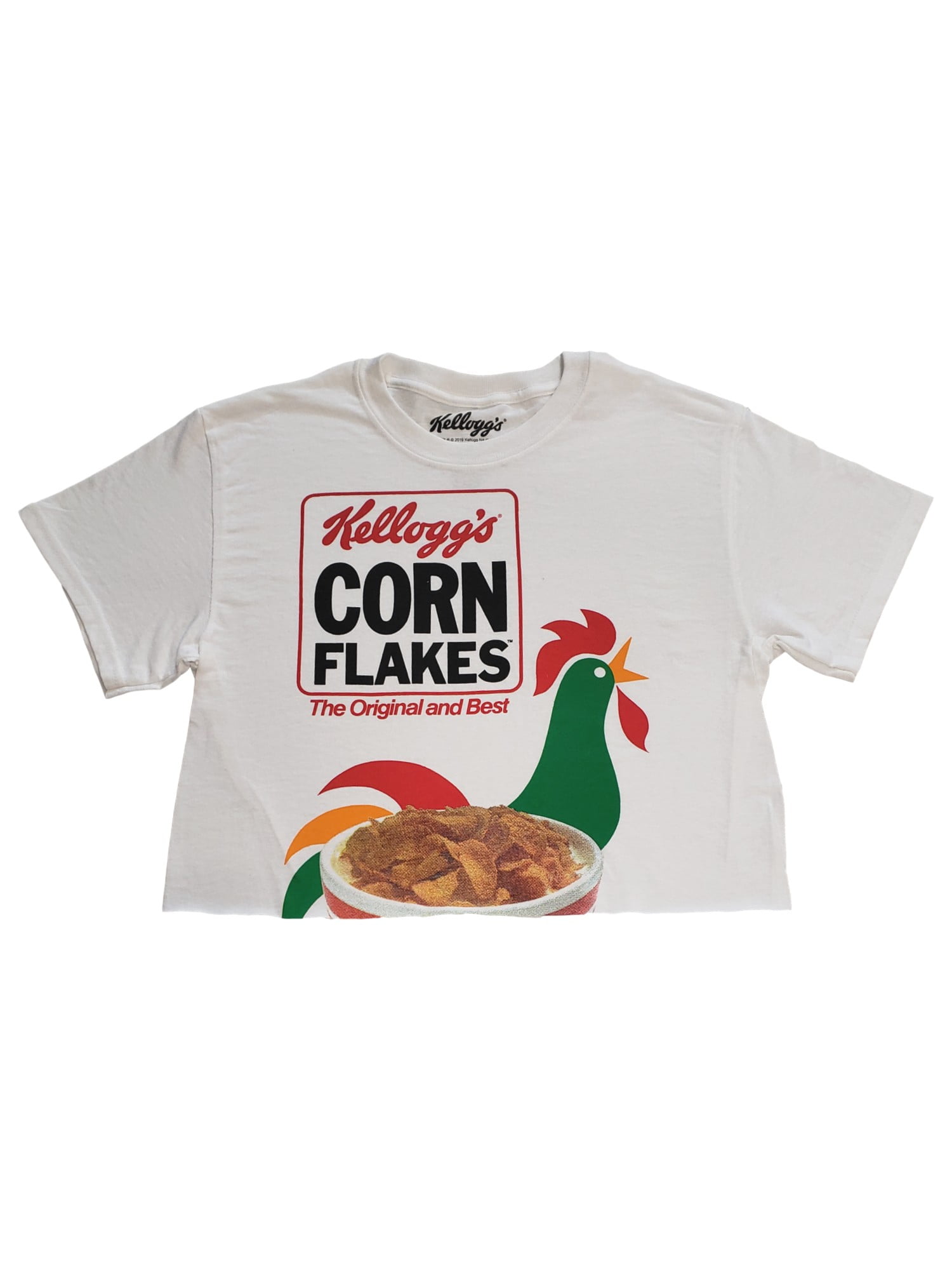 Junior Womens Kelloggs Corn Flakes White Cotton Crop Top Short Sleeve T ...
