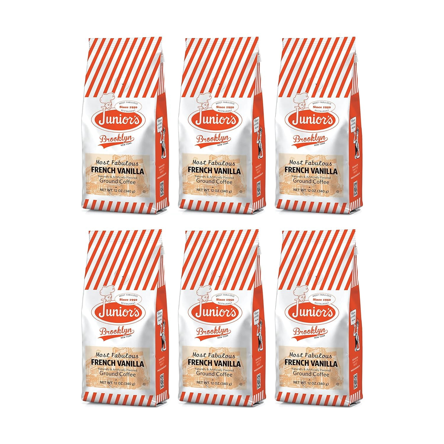 Junior's Bakery Coffee, French Vanilla Flavored Medium Roast Ground ...