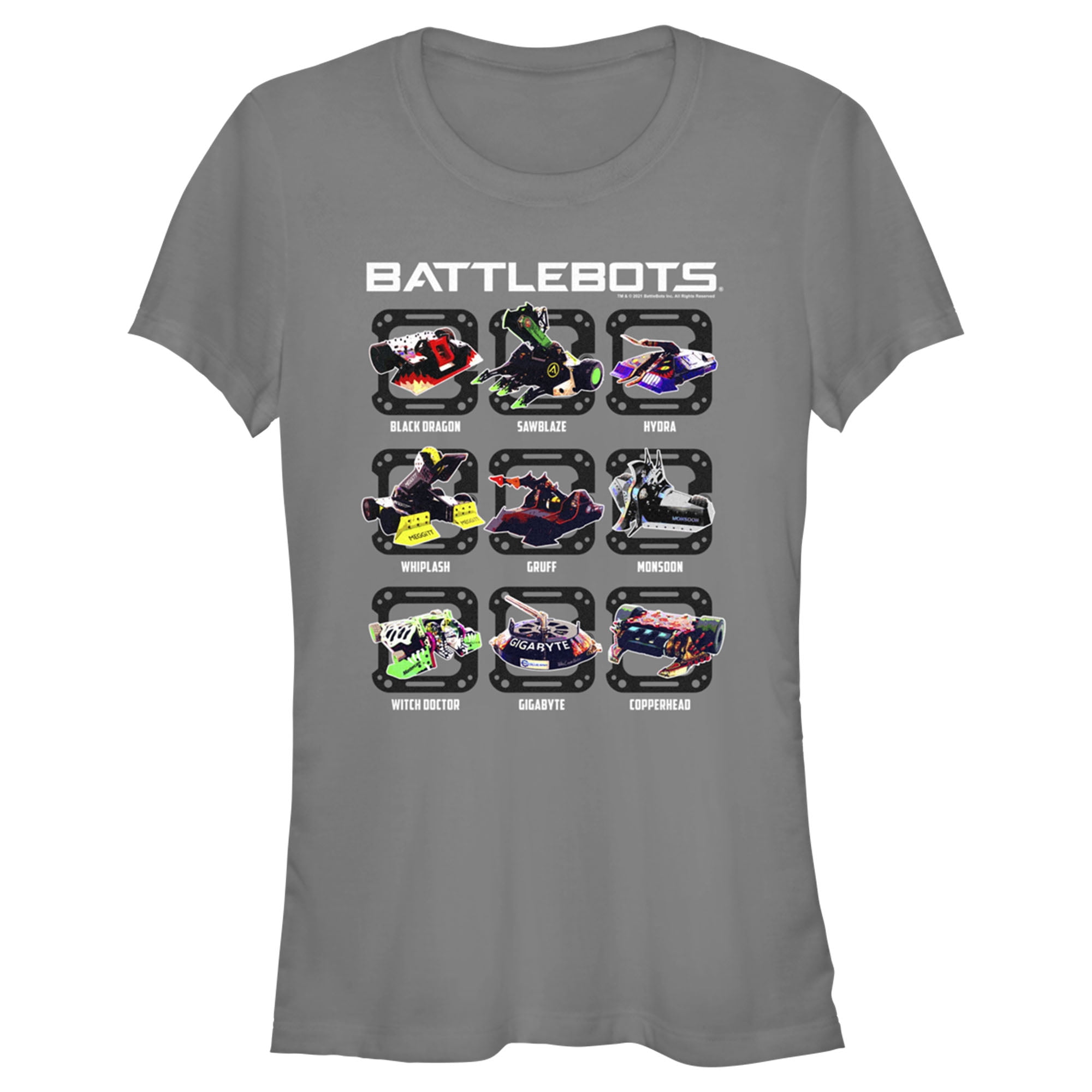 Junior's Battlebots Robot Chart Graphic Tee Charcoal Small - Walmart.com