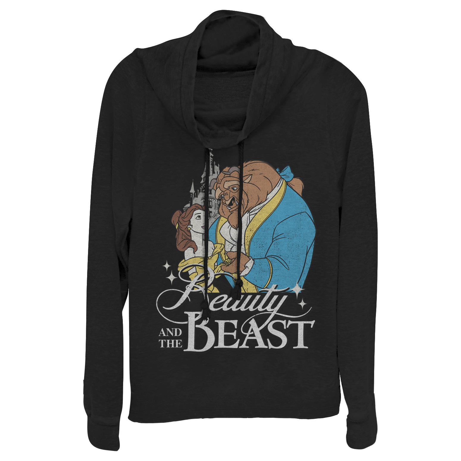 Junior's Beauty and the Beast Classic Cowl Neck Sweatshirt Black 4X ...