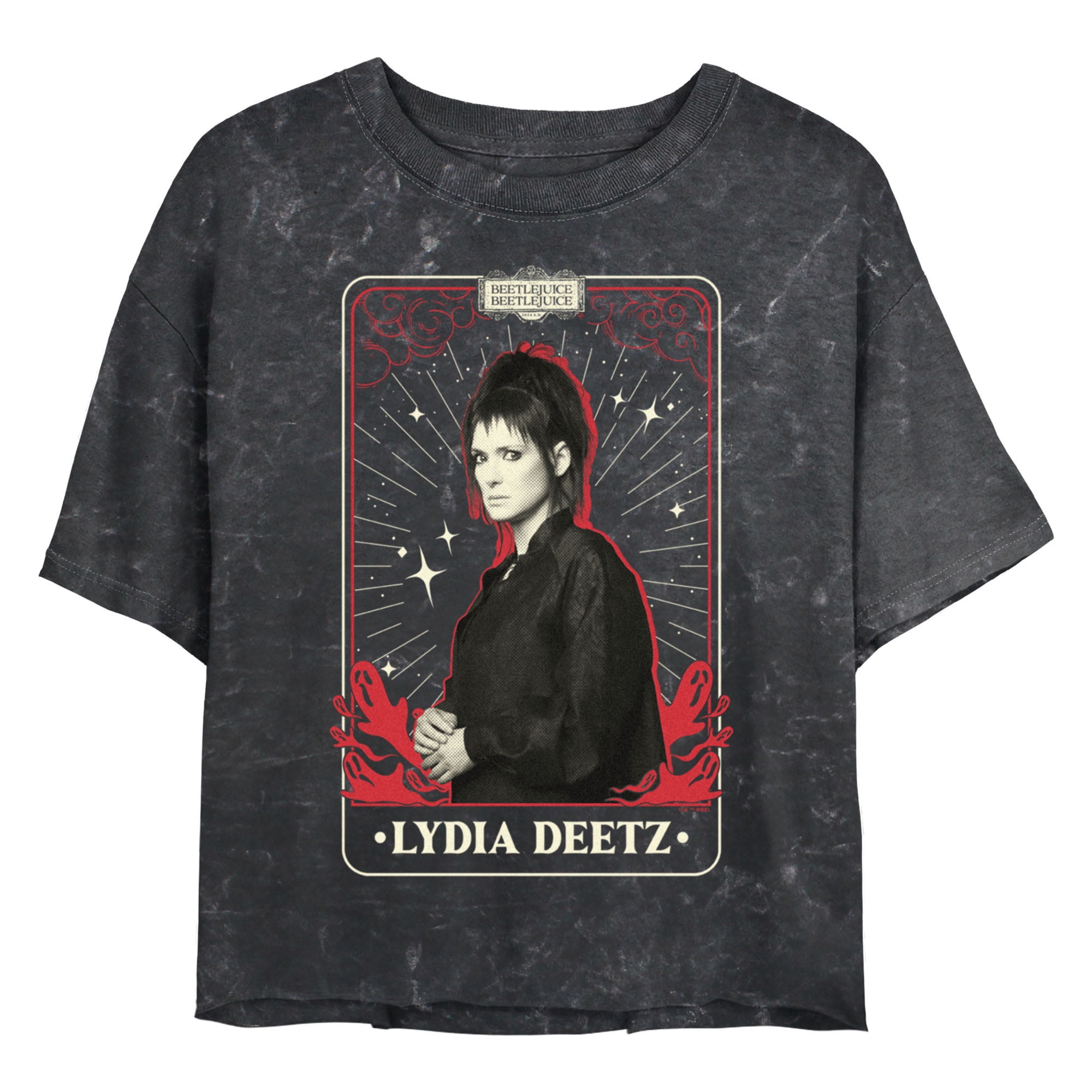 Junior's Beetlejuice Beetlejuice Lydia Deetz Retro Card Graphic Crop T ...