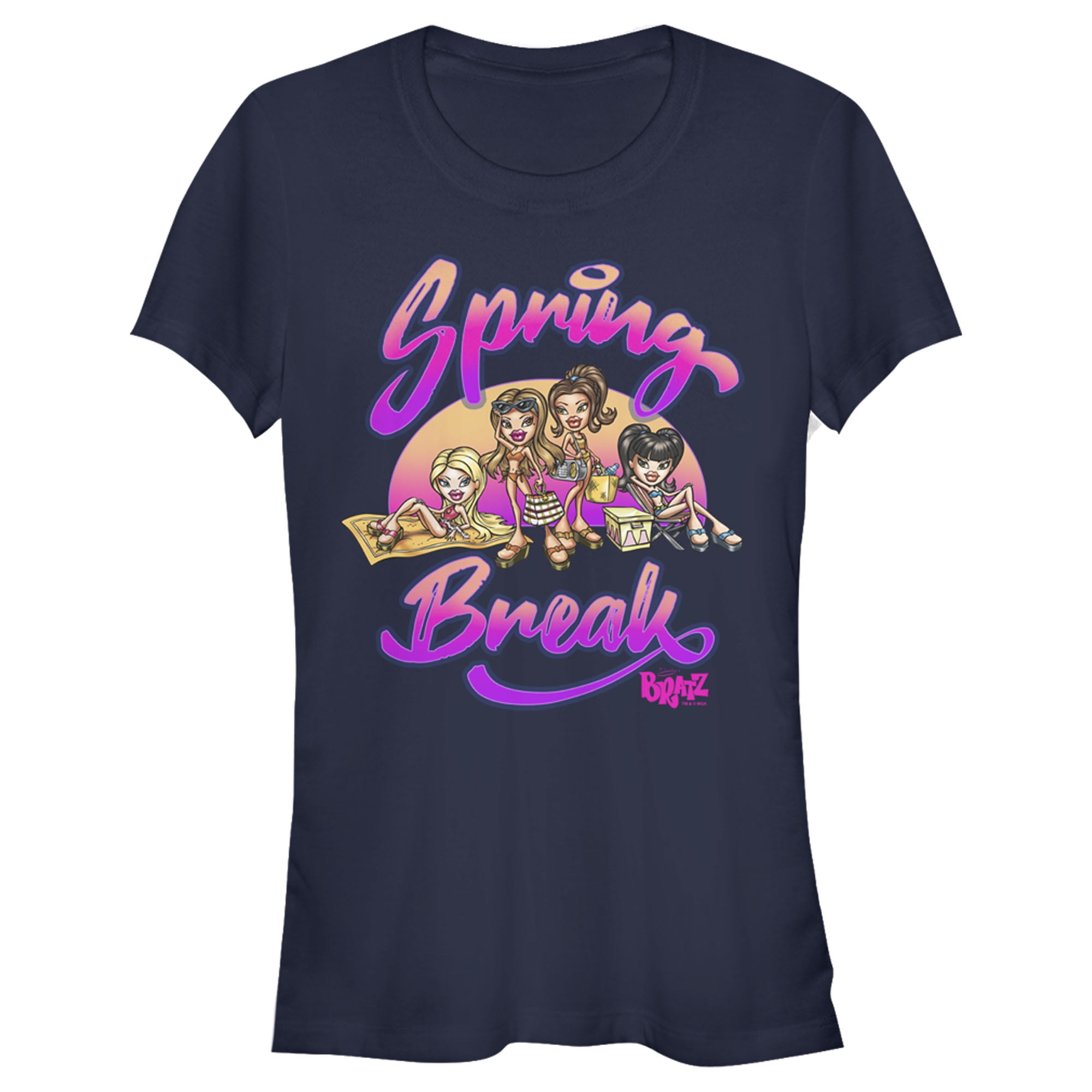 Junior's Bratz Spring Break Fun Graphic Tee Navy Blue X Large - Walmart.com