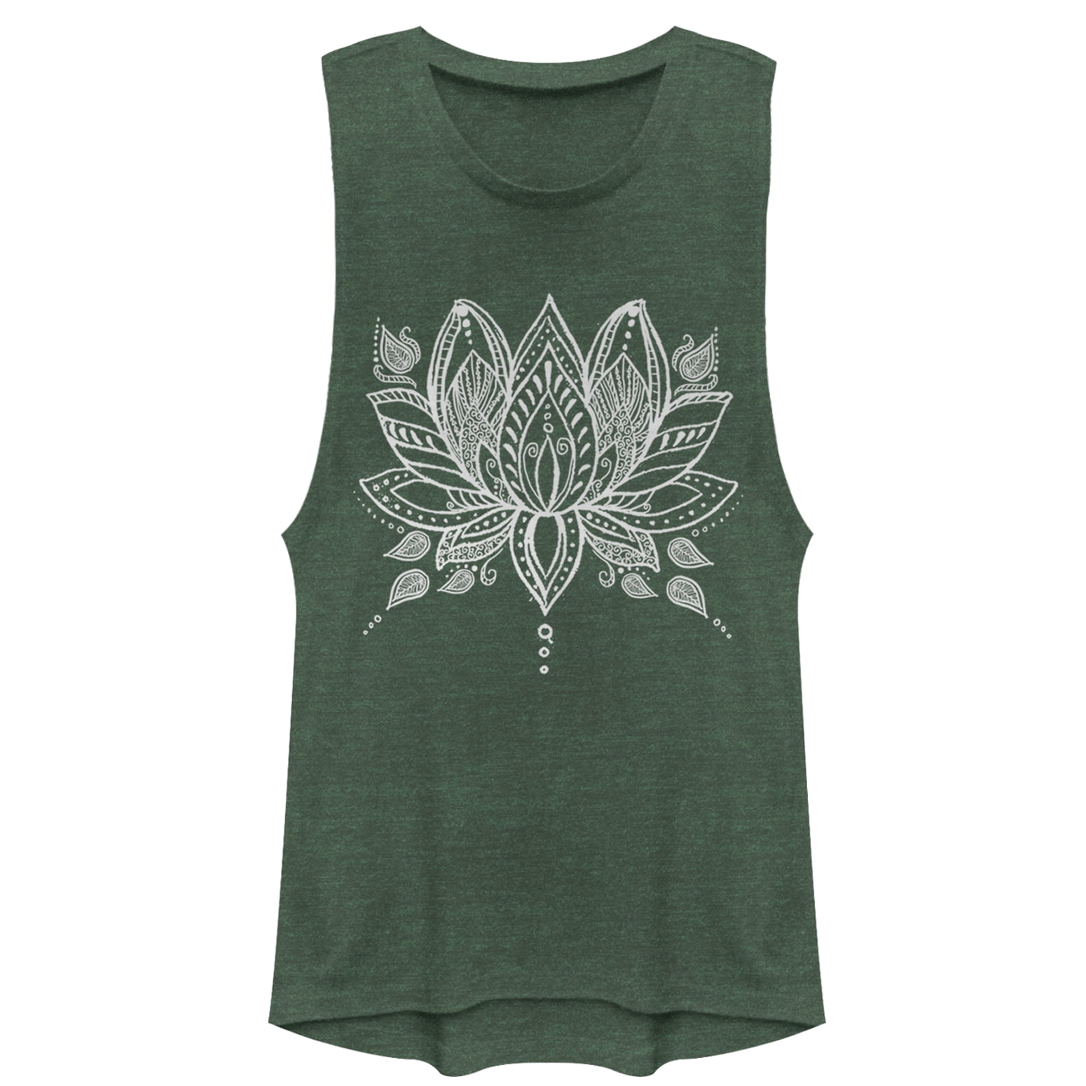 Junior's CHIN UP Henna Lotus Flower Festival Muscle Graphic Tee Pine ...