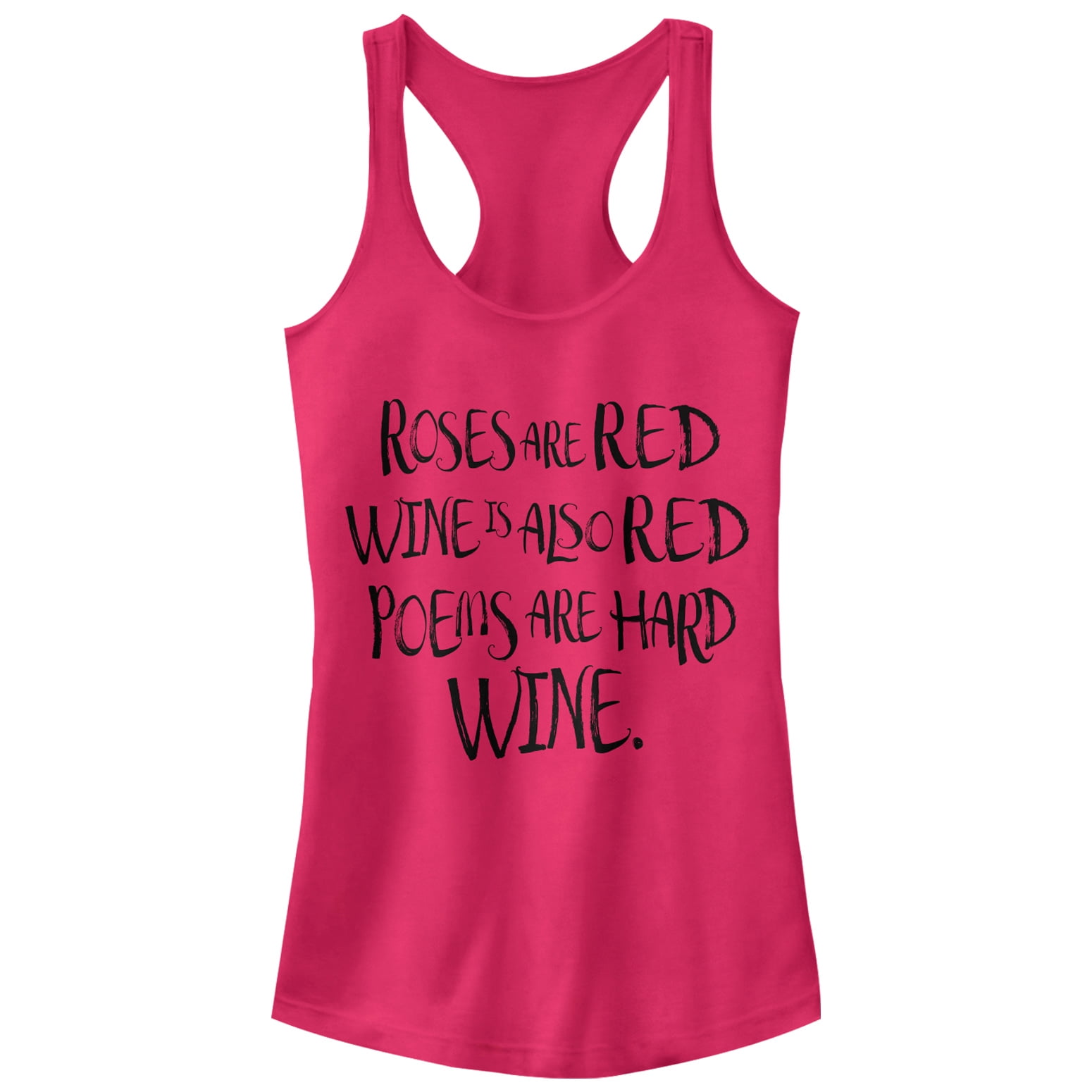 Junior's CHIN UP Roses Are Poems Are Hard Racerback Tank Top Dark Pink ...