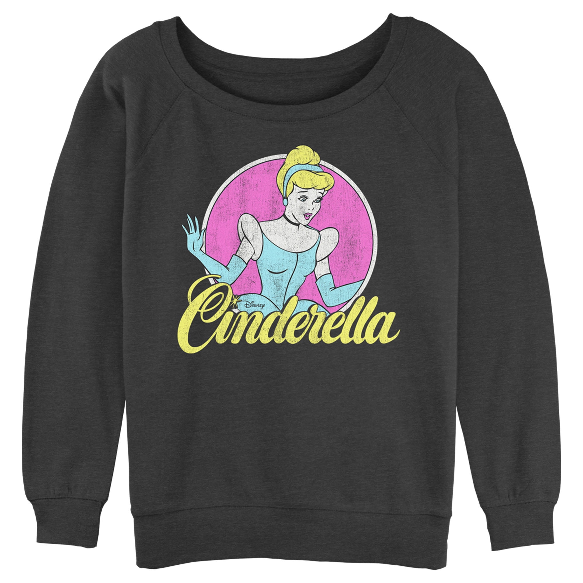Junior's Cinderella Distressed Logo Sweatshirt Charcoal Heather 2X ...