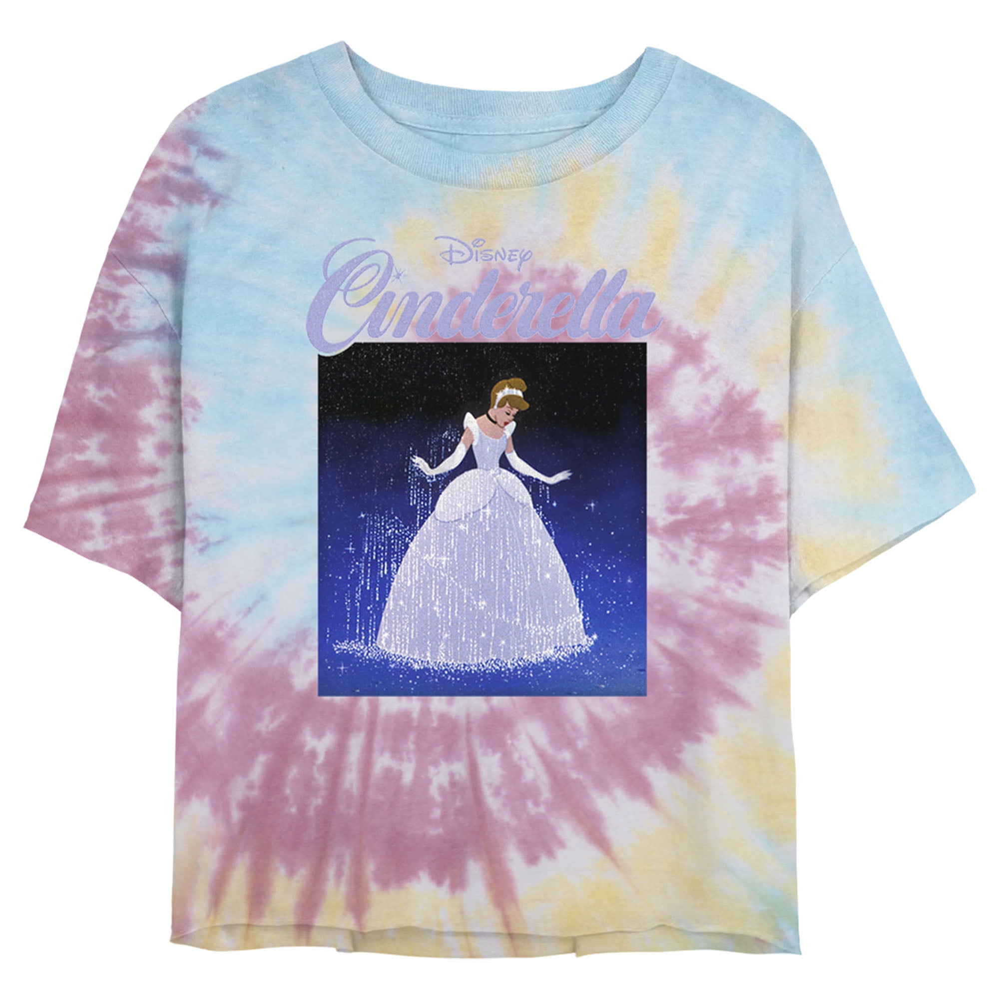 Junior's Cinderella Magic Gown Moment Crop Graphic Tee Tie Dye Small ...
