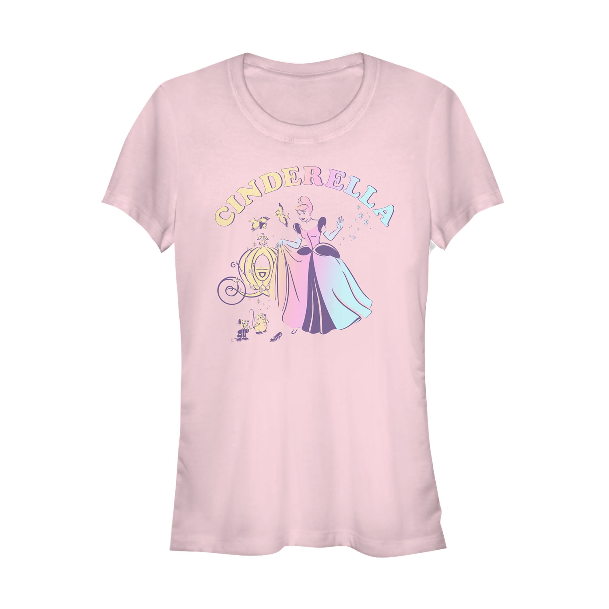 Junior's Cinderella Rainbow Scene Graphic Tee Light Pink Medium ...