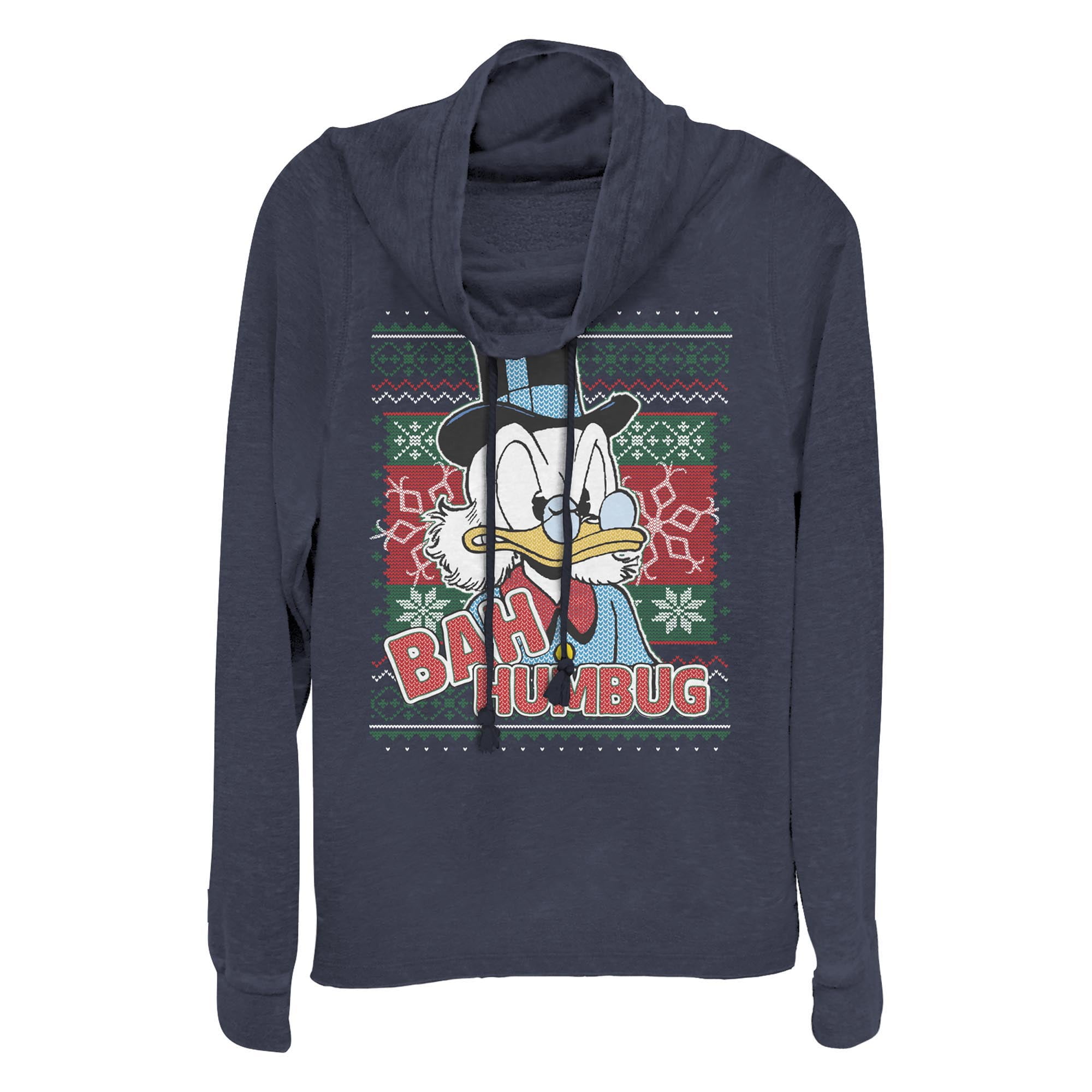 Junior's DuckTales Scrooge McDuck Bah Humbug Ugly Christmas Cowl Neck ...