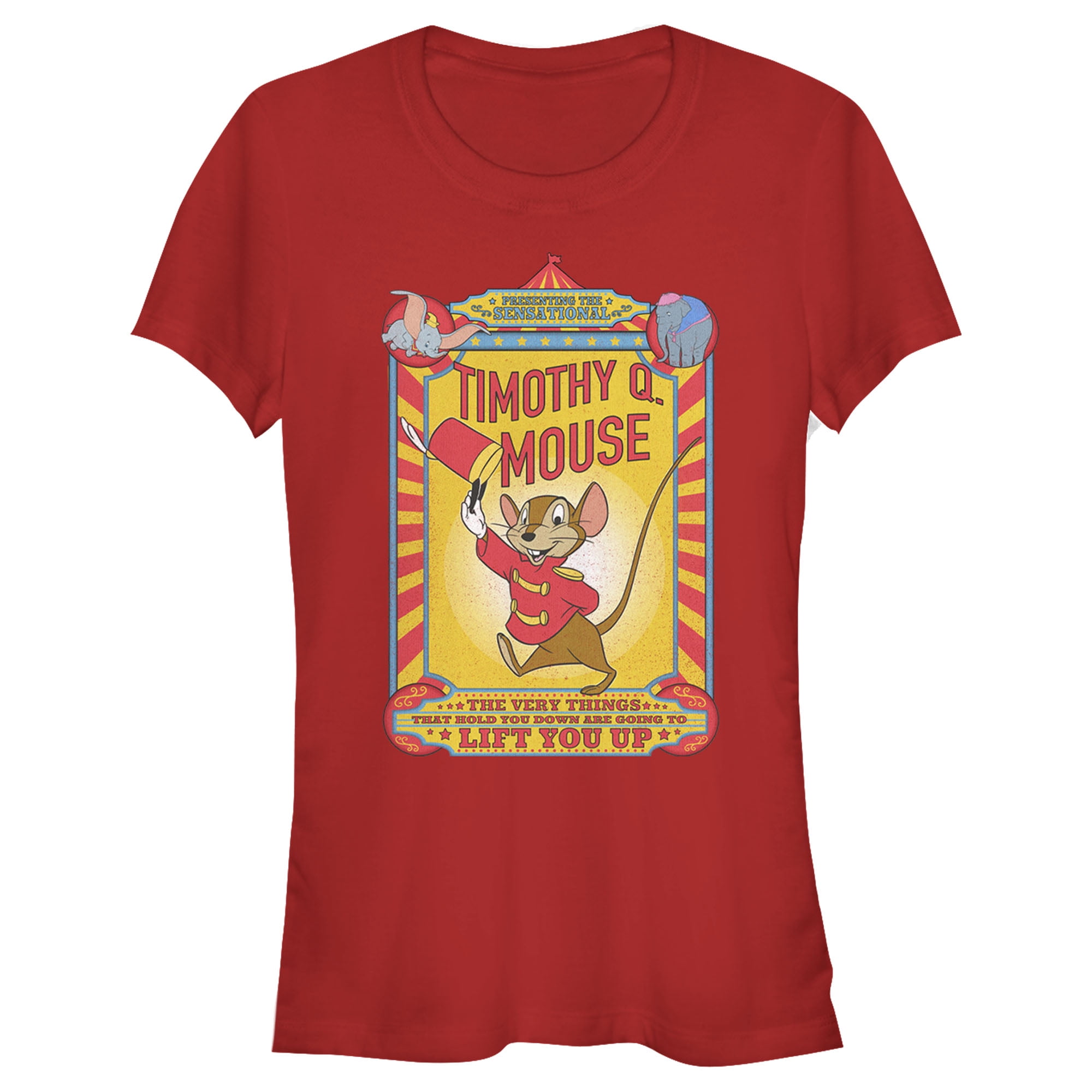 Junior's Dumbo Timothy Q. Mouse Circus Poster Graphic Tee Red Small ...