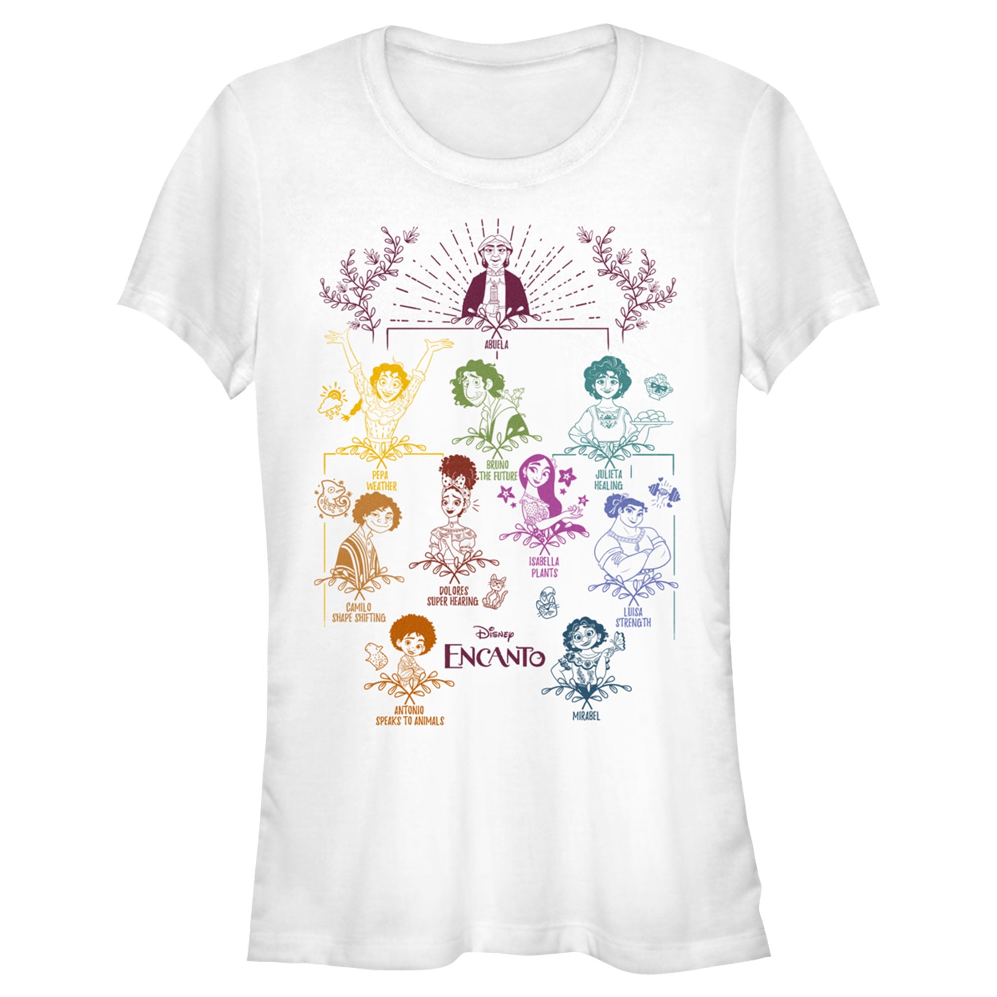 Junior's Encanto Madrigal Family Tree Graphic Tee White Small - Walmart.com