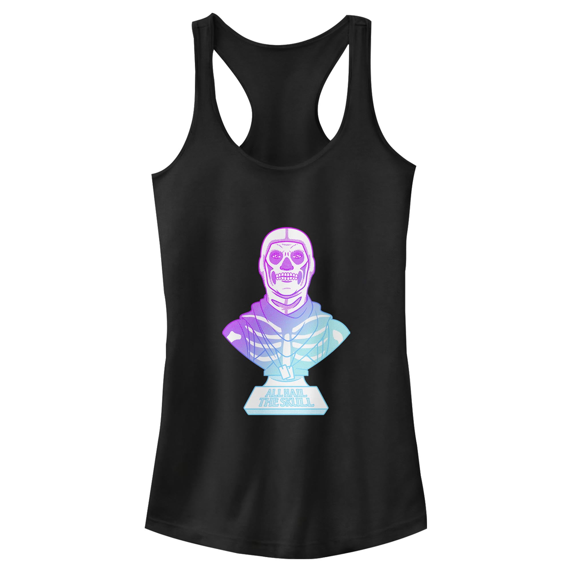 Junior's Fortnite Skull Trooper All Hail Glow Racerback Tank Top Black ...