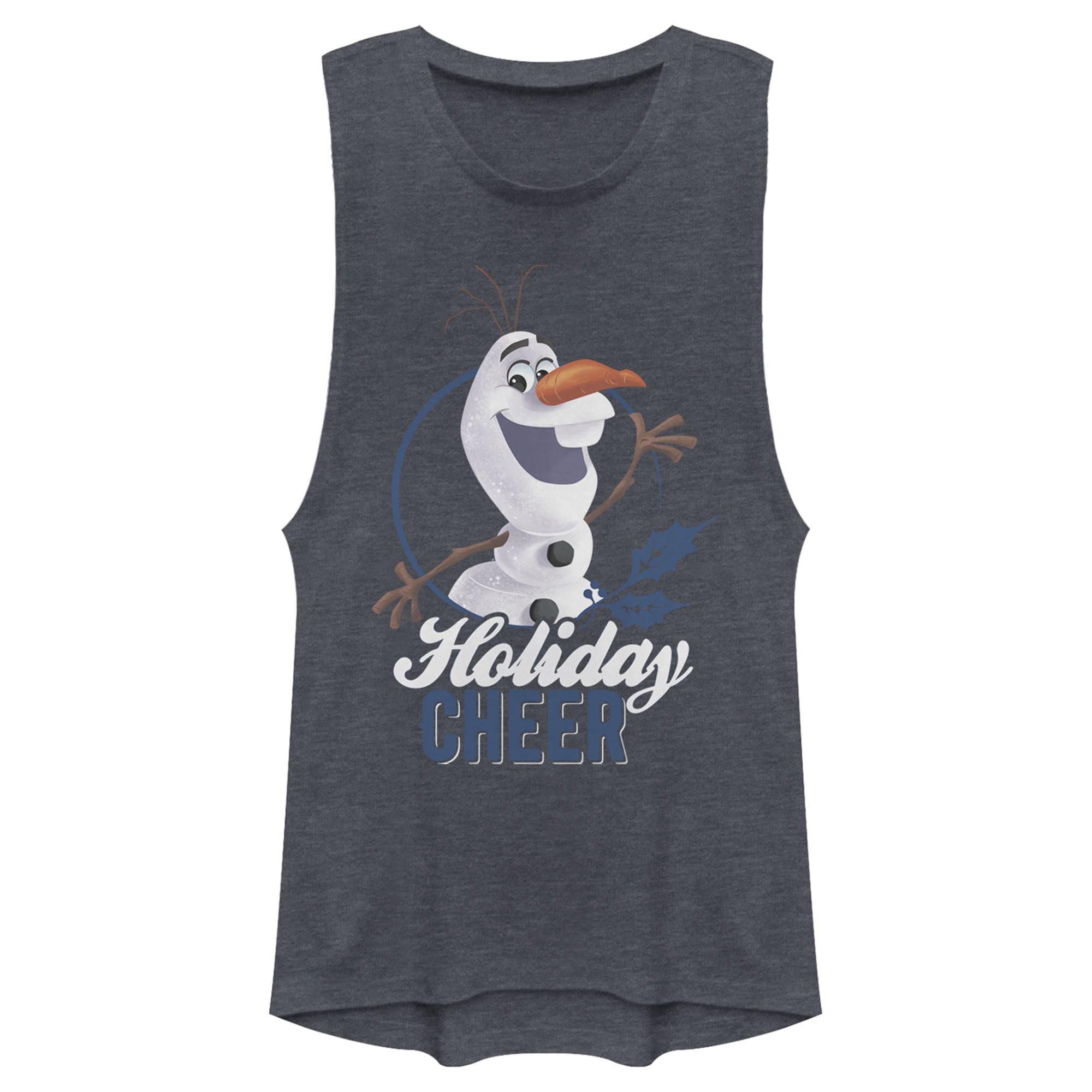 Junior's Frozen Olaf Holiday Cheer Festival Muscle Graphic Tee Denim ...