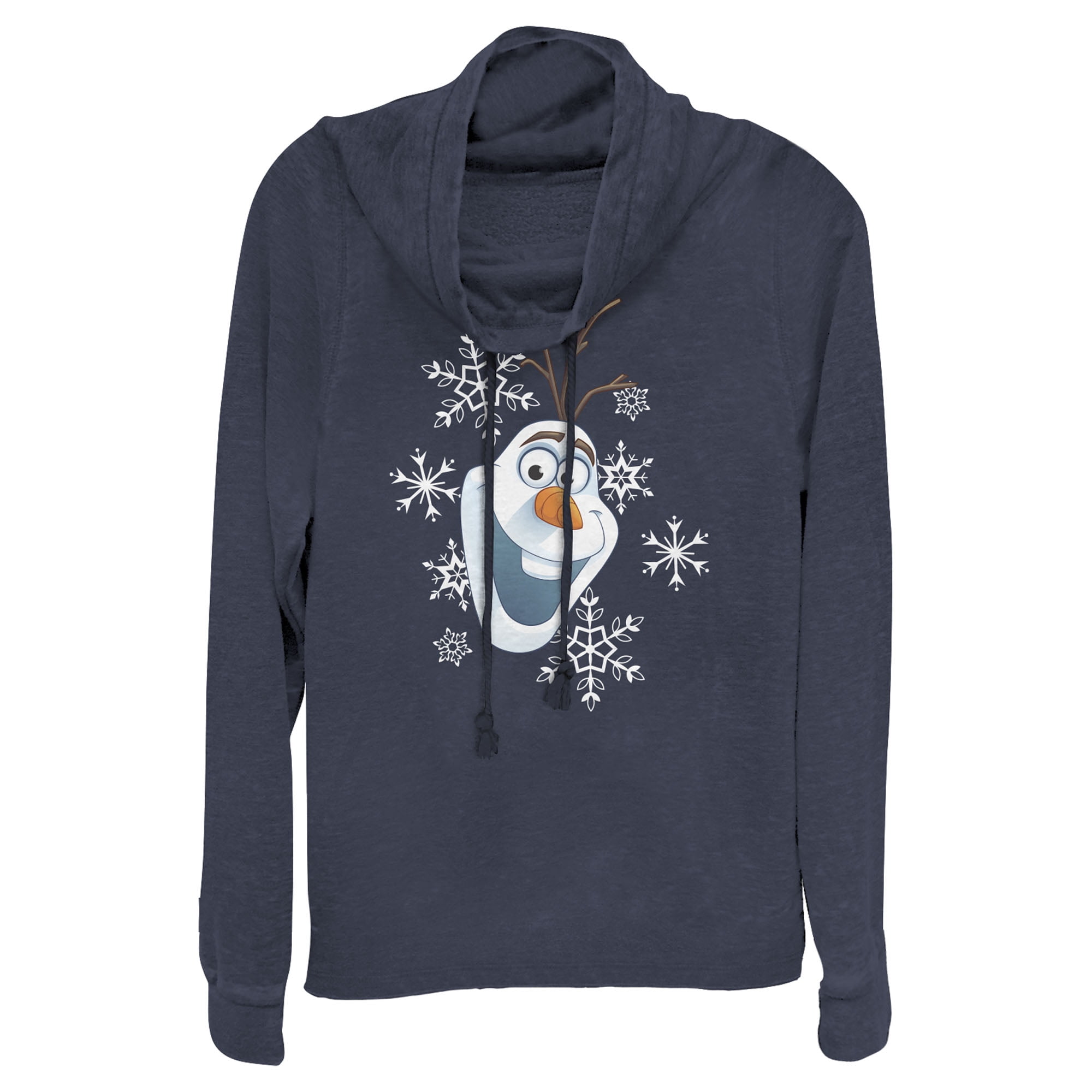 Junior's Frozen Olaf Smile Cowl Neck Sweatshirt Navy Blue X Small ...