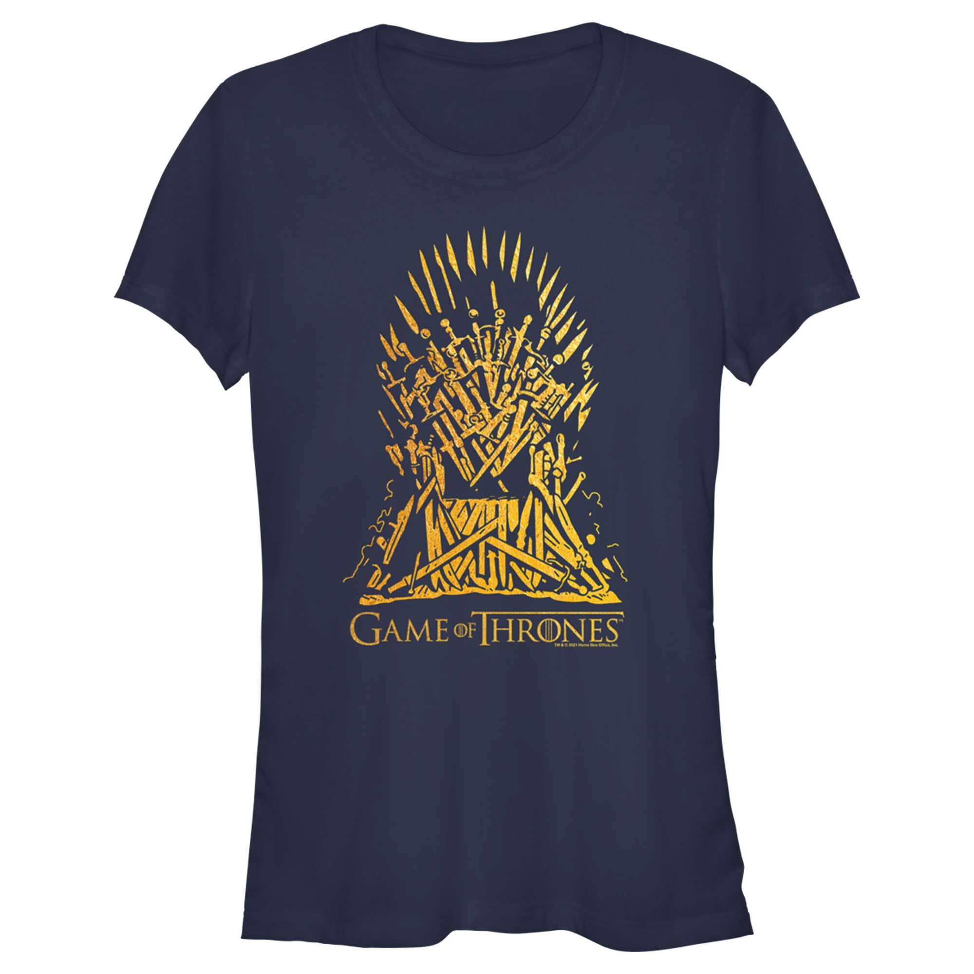 Junior's Game of Thrones Yellow Iron Throne Graphic Tee Navy Blue Large ...