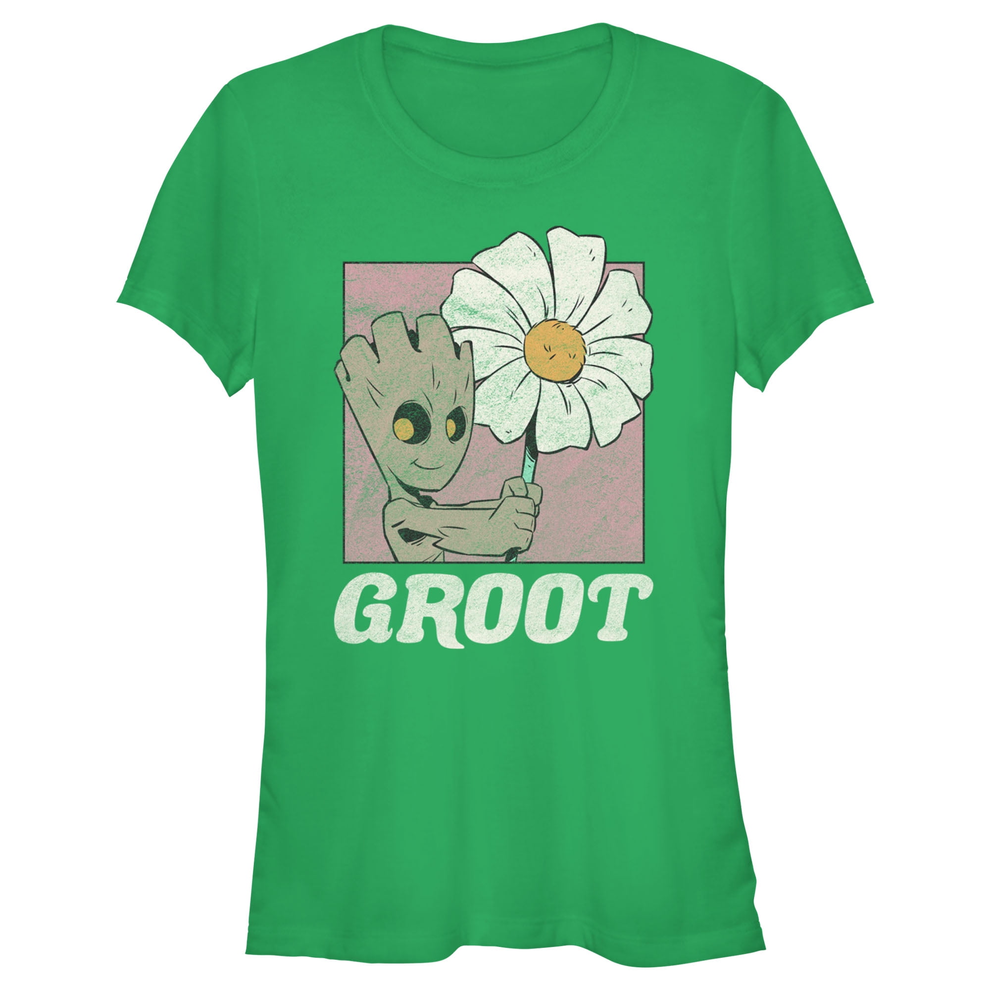 Junior's Guardians of the Galaxy Groot and Flower Portrait Graphic Tee ...