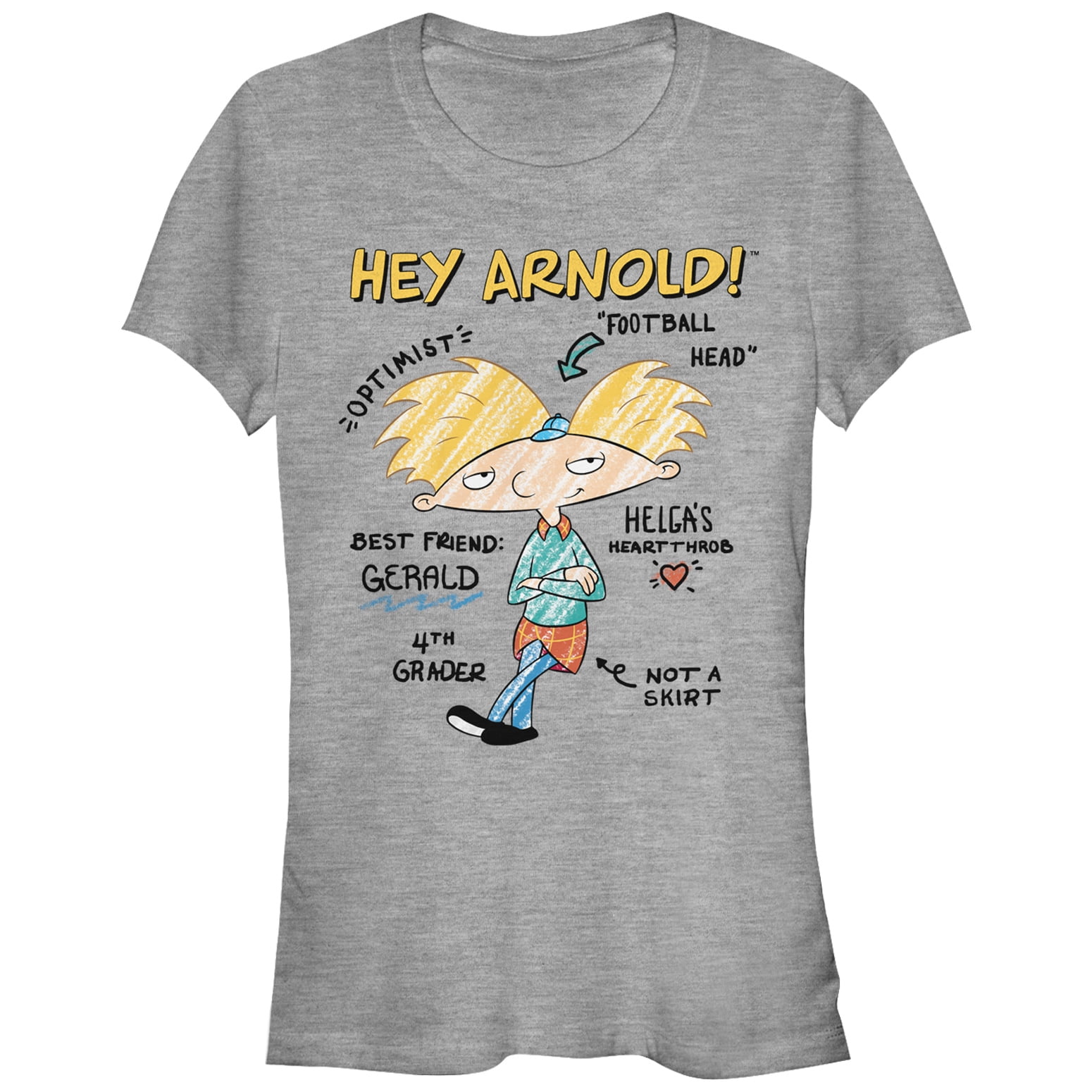 Junior's Hey Arnold! Football Head Qualities Graphic Tee Athletic ...